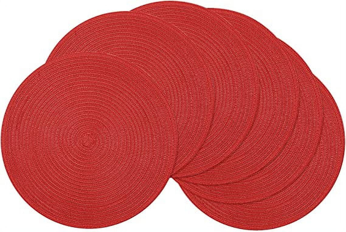 Namzi Round Placemats Set of 6 Woven Braided 15 inch Circle Placemat ...