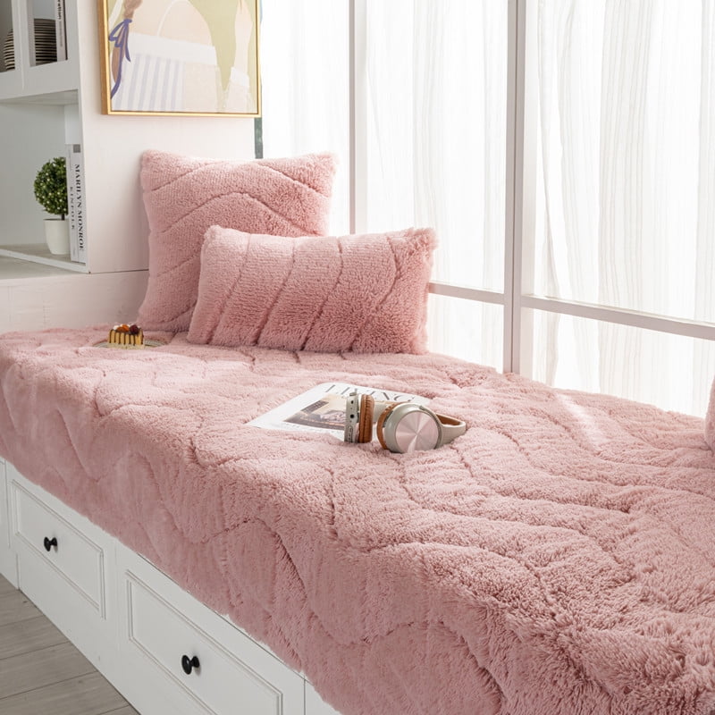 Namzi Solid Color Plush Table Runner,Faux Sheepskin Decorative Shaggy ...