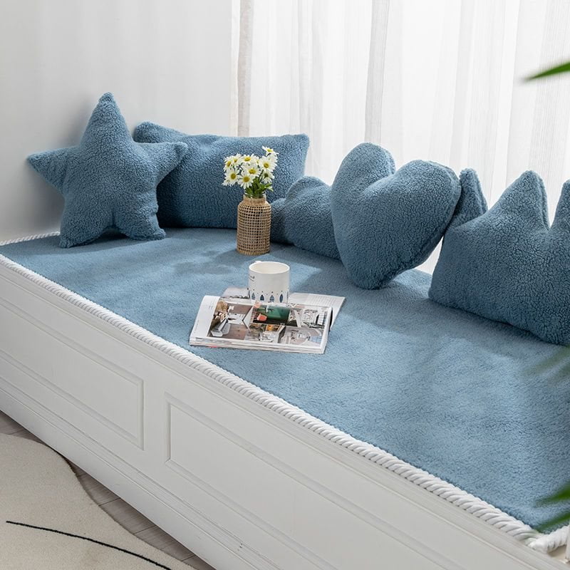 Namzi Solid Color Plush Table Runner,Faux Sheepskin Decorative Shaggy ...