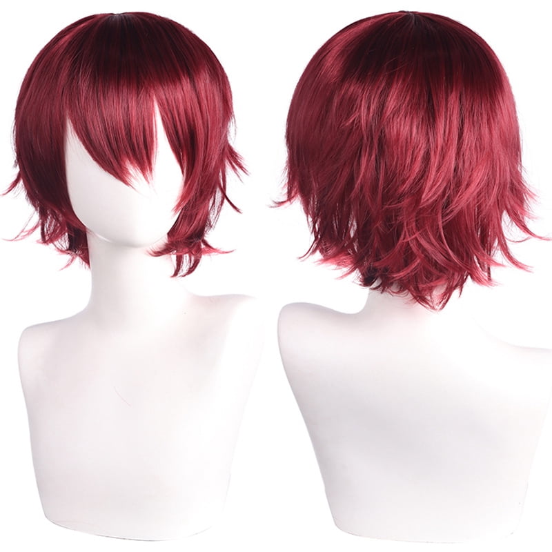 Namzi Unisex Anime Short Hair Wig Cosplay Anime Wig Fluffy Layered ...