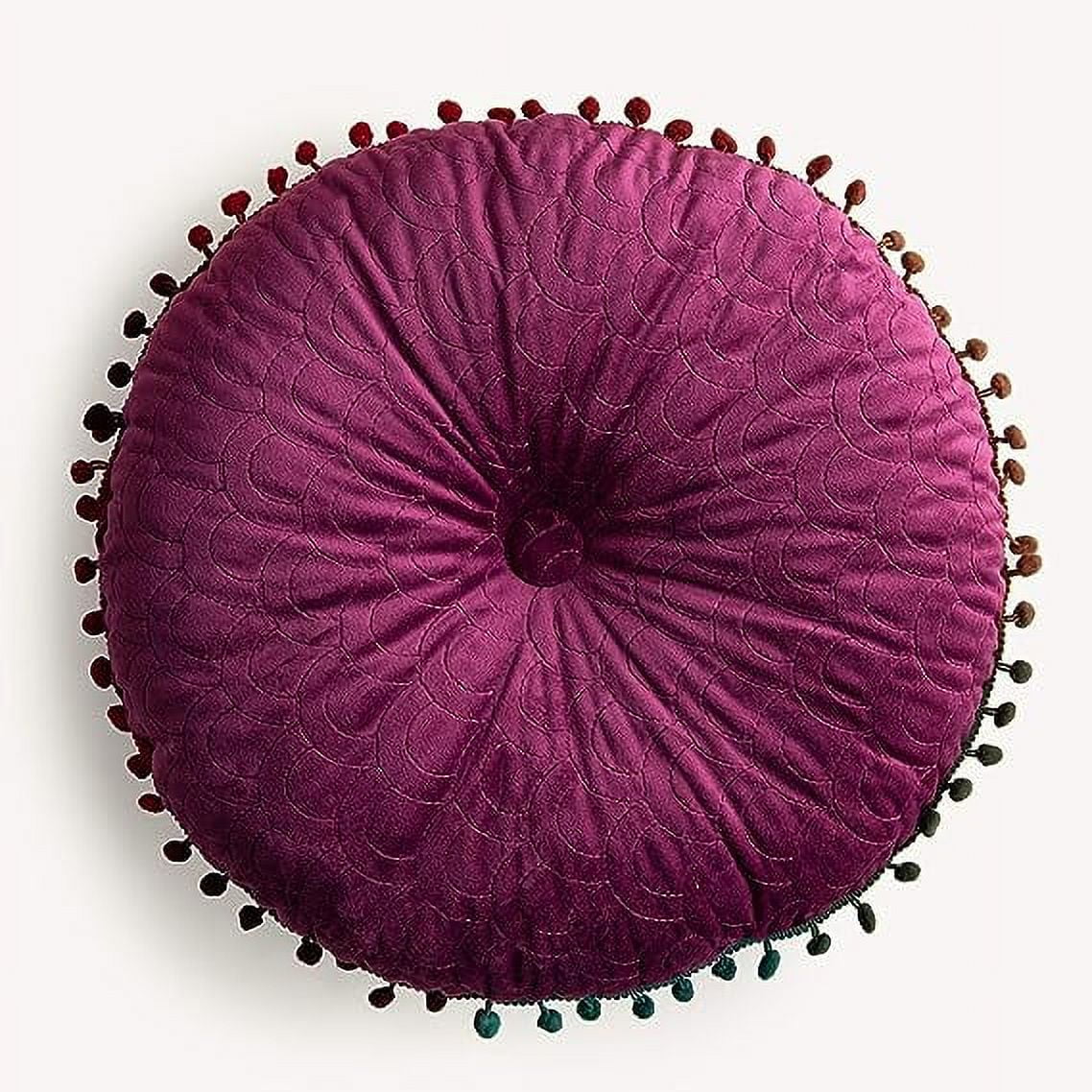 Namzi Velvet Soft Round Chair Pads Cute Gradient Pom Pom Indoor Dining ...