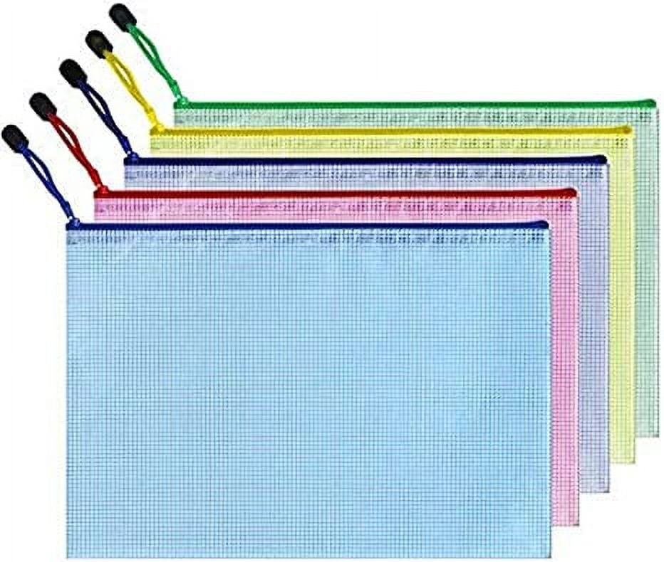 Namzi Zipper Envelope Pouch, Pack of 5, 5 Colors Water-Resistant PVC ...
