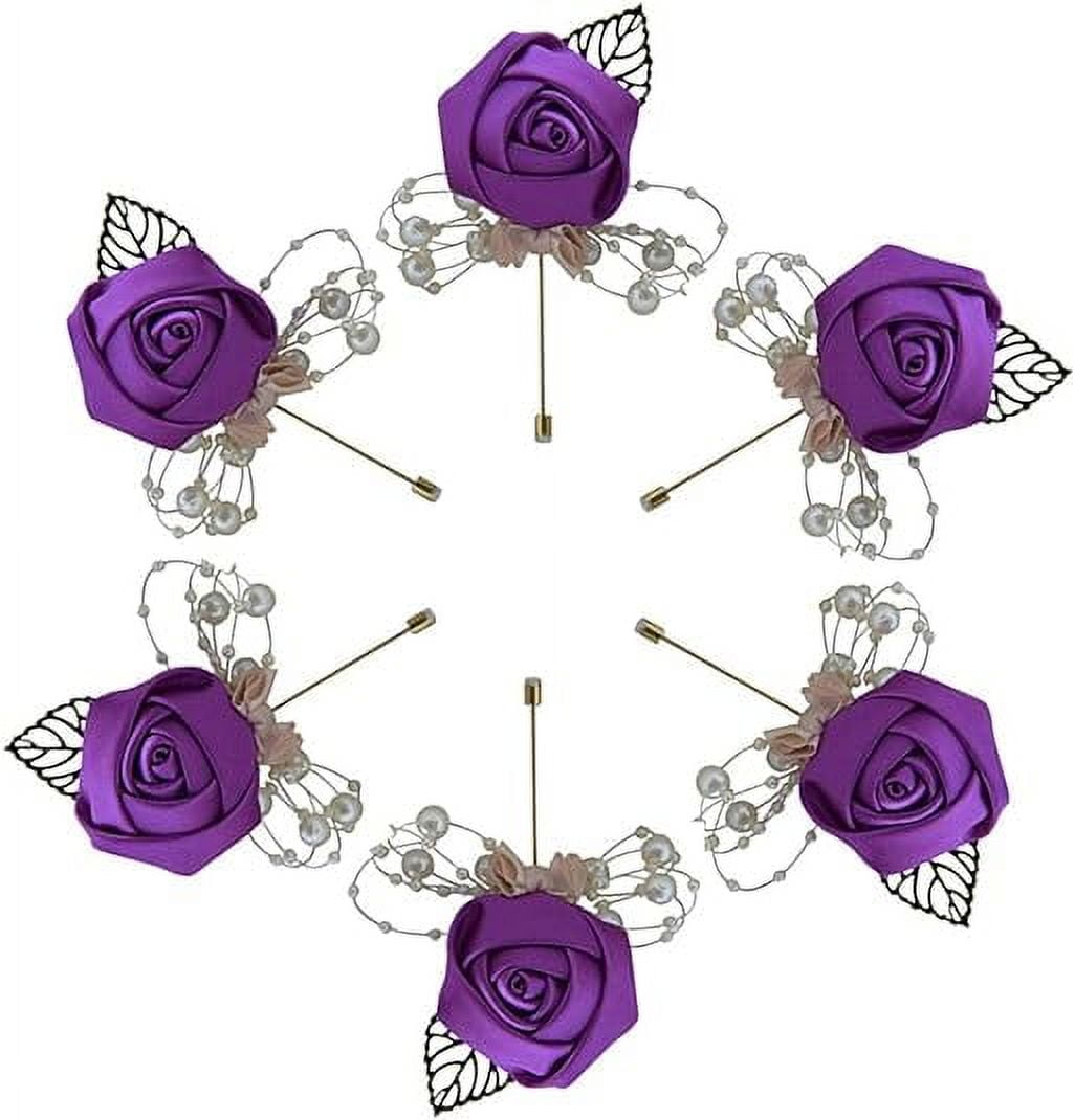 Namzi -a 6pcs Wedding Boutonniere Handmade Rose Boutonniere Corsage ...