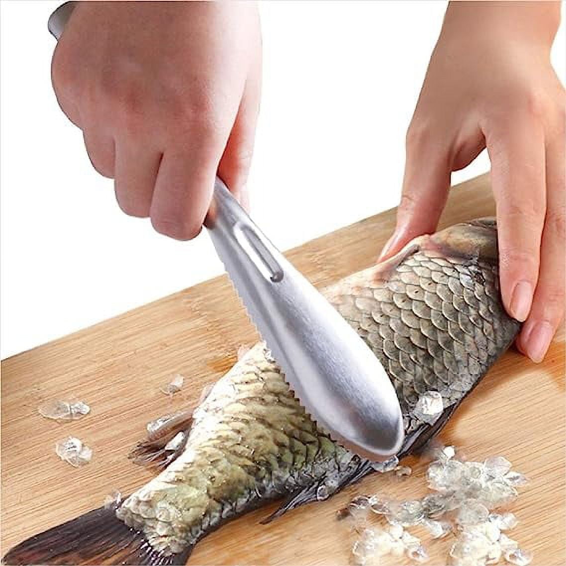 Auroal Fish Scaler Brush Fish Scaler Remover with Stainless Steel Sawtooth Easily Remove Fish ...
