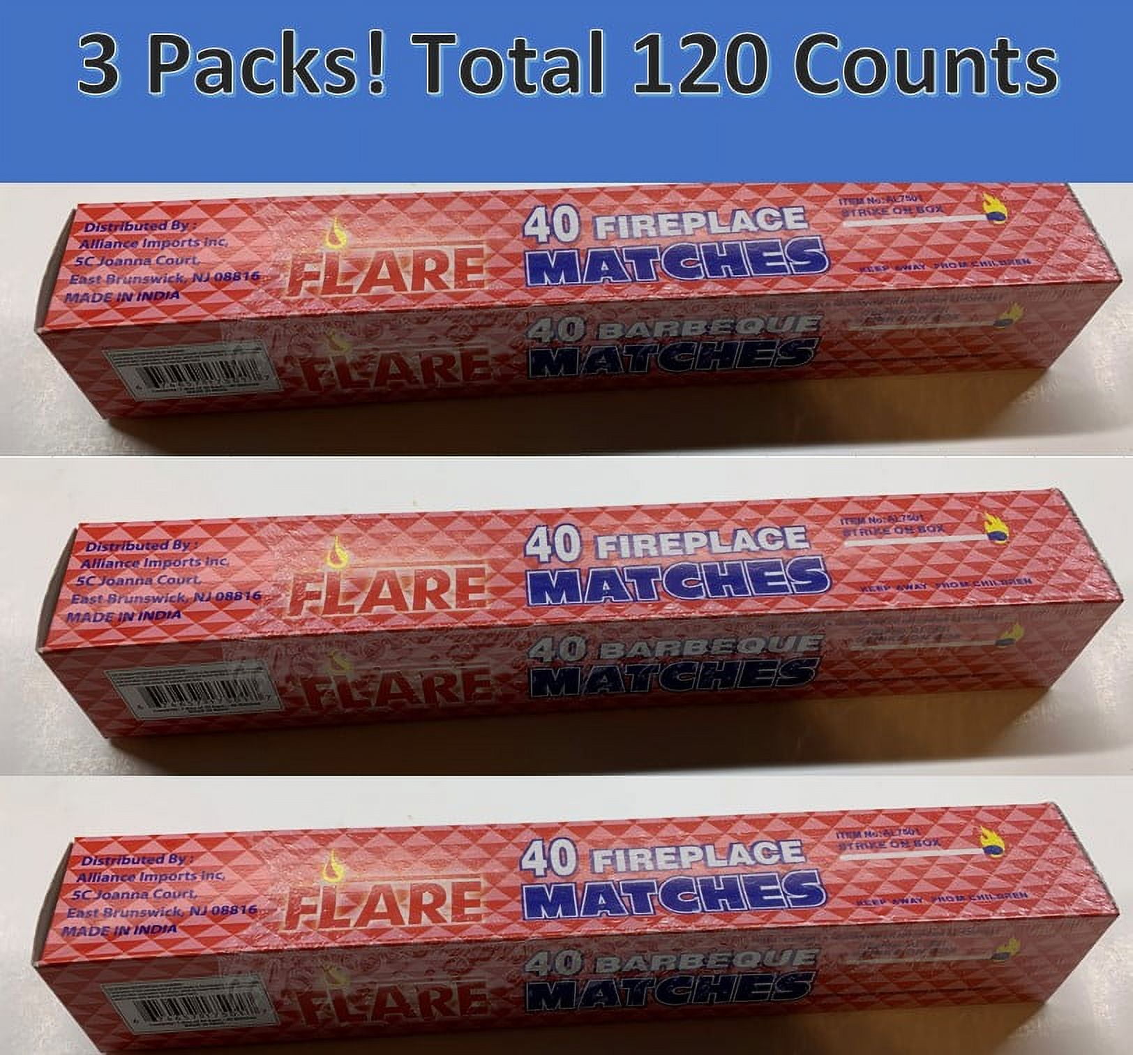 FLARE Wooden Long Matches 11 " Long 3 Packs Total 120 Counts, Perfect ...