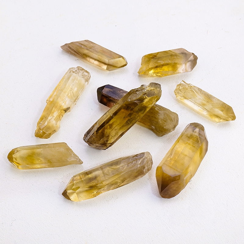 Namzi-b 100g natural yellow crystal stone pillar scepter 4-8cm natural ...