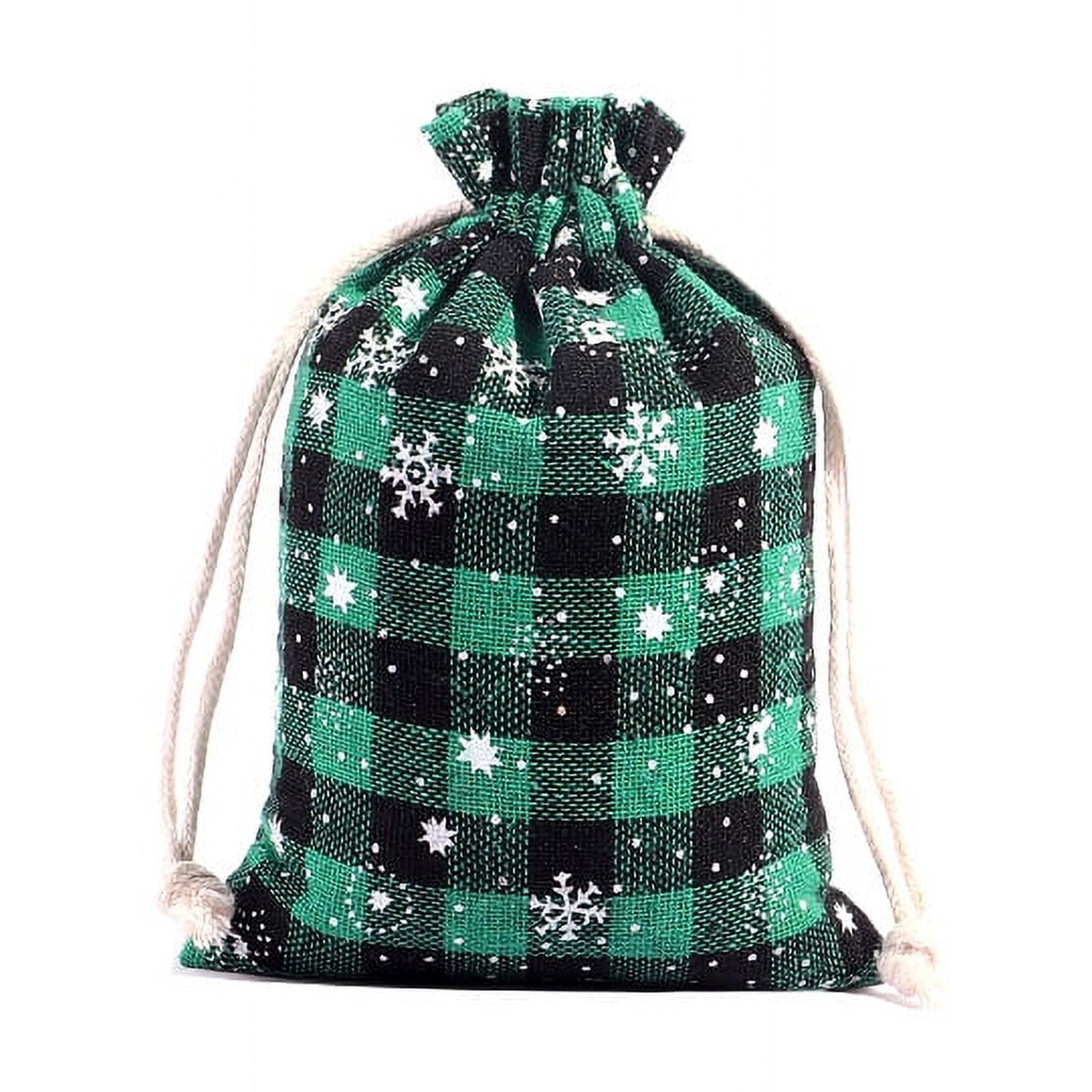Namzi-b 10pcs Christmas Drawstring Bags with Snowflake Pattern Buffalo ...