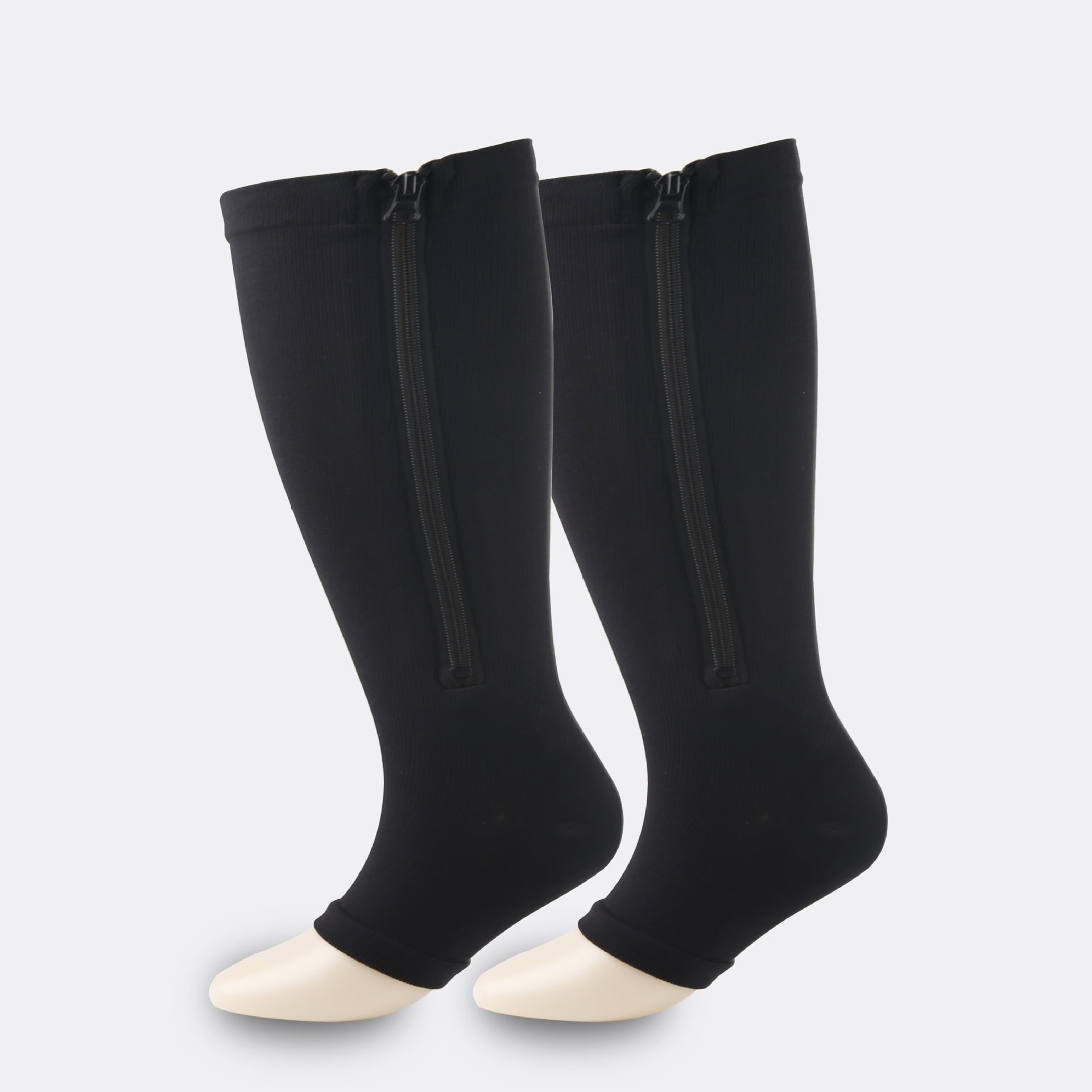 Namzi B 2 Pairs Wide Plus Size Calf Compression Socks With Zipper For