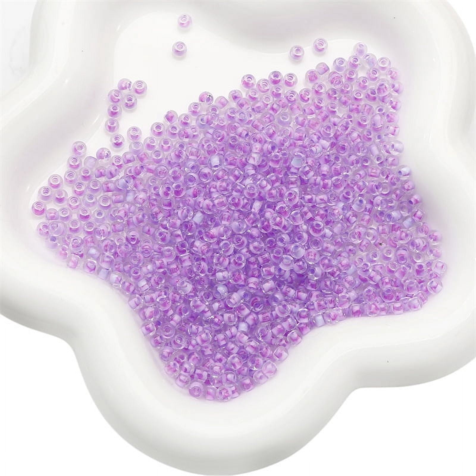 Namzi-b 2 pieces 4mm ink wash series light purple glass dye core rice ...