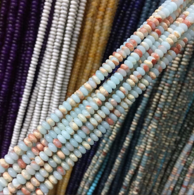 Namzi-b 2 pieces 2 * 4mm natural light blue Shoushan stone abacus beads scattered beads DIY ...