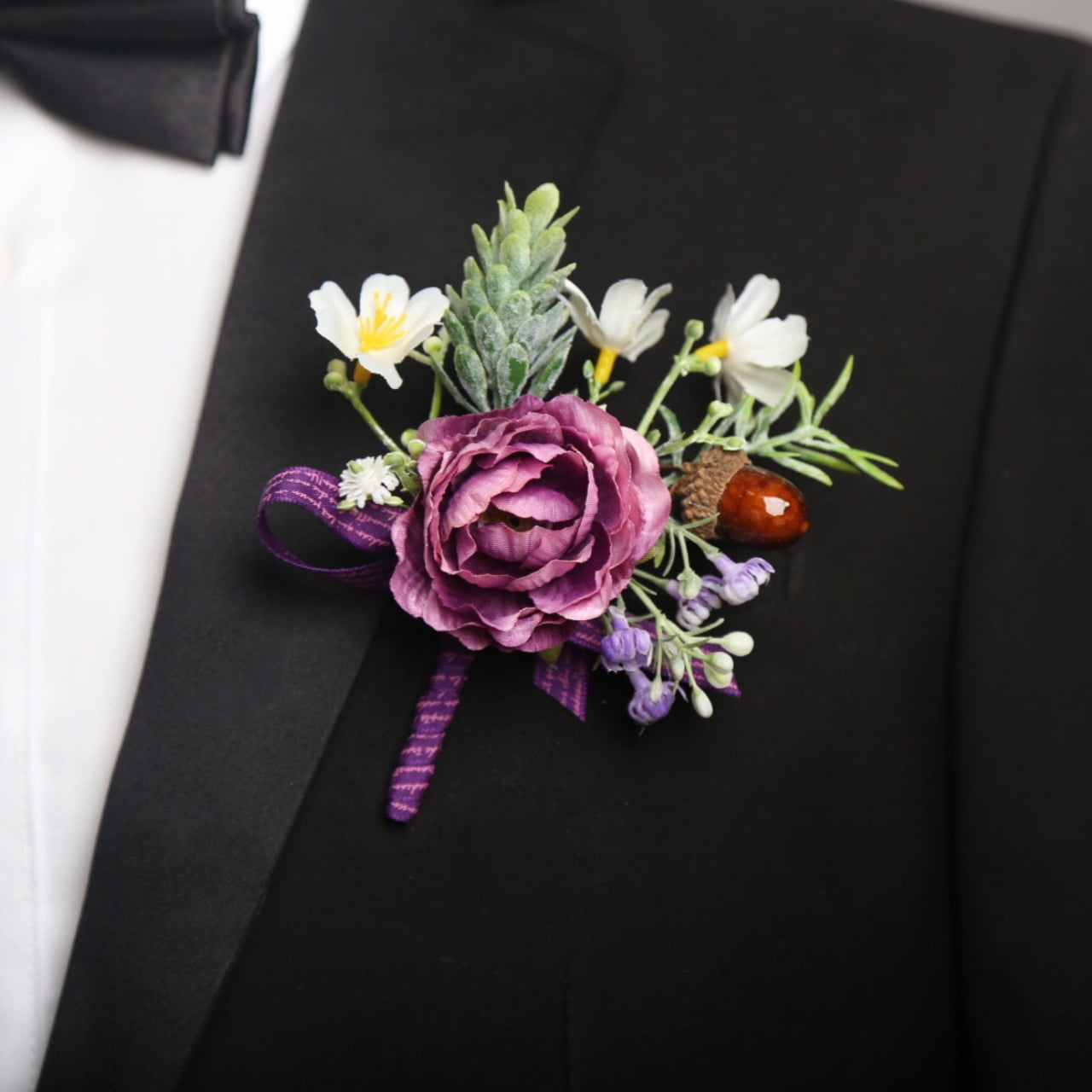 Namzi-b Pack of 2 Brooch Bouquet Corsage Classic Artificial Groom Bride ...