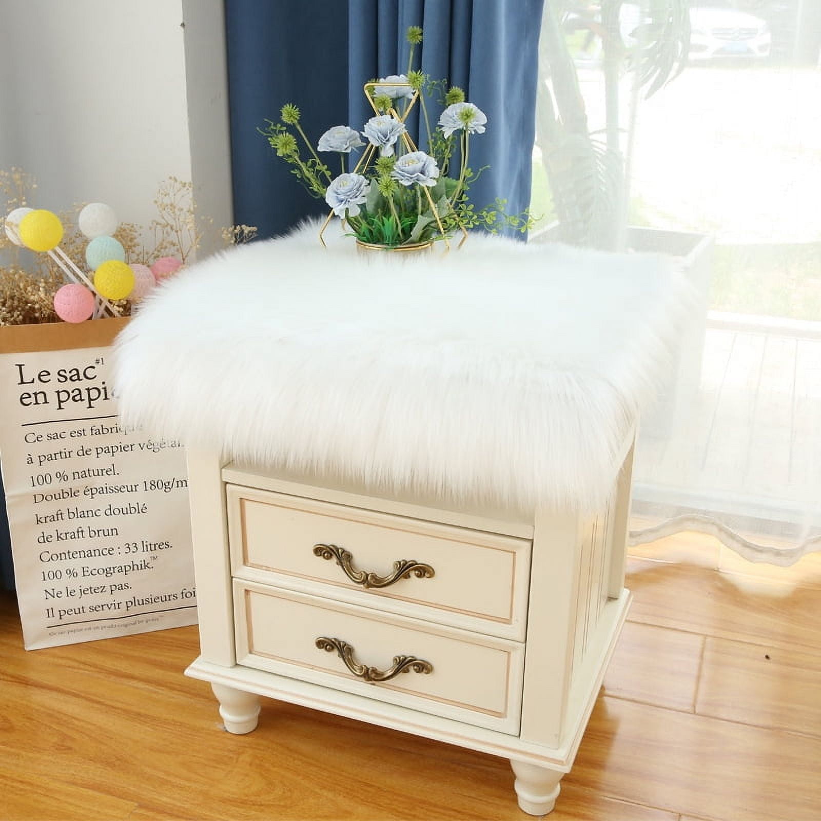 Namzi-b Solid Color Plush Table Runner,Faux Sheepskin Decorative Shaggy ...