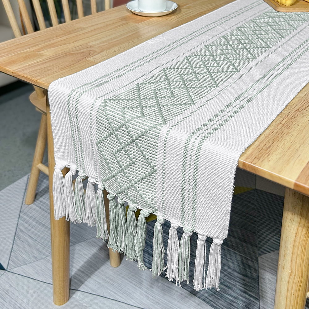Namzi-b cotton linen table flag tablecloth handmade tassel bed end ...
