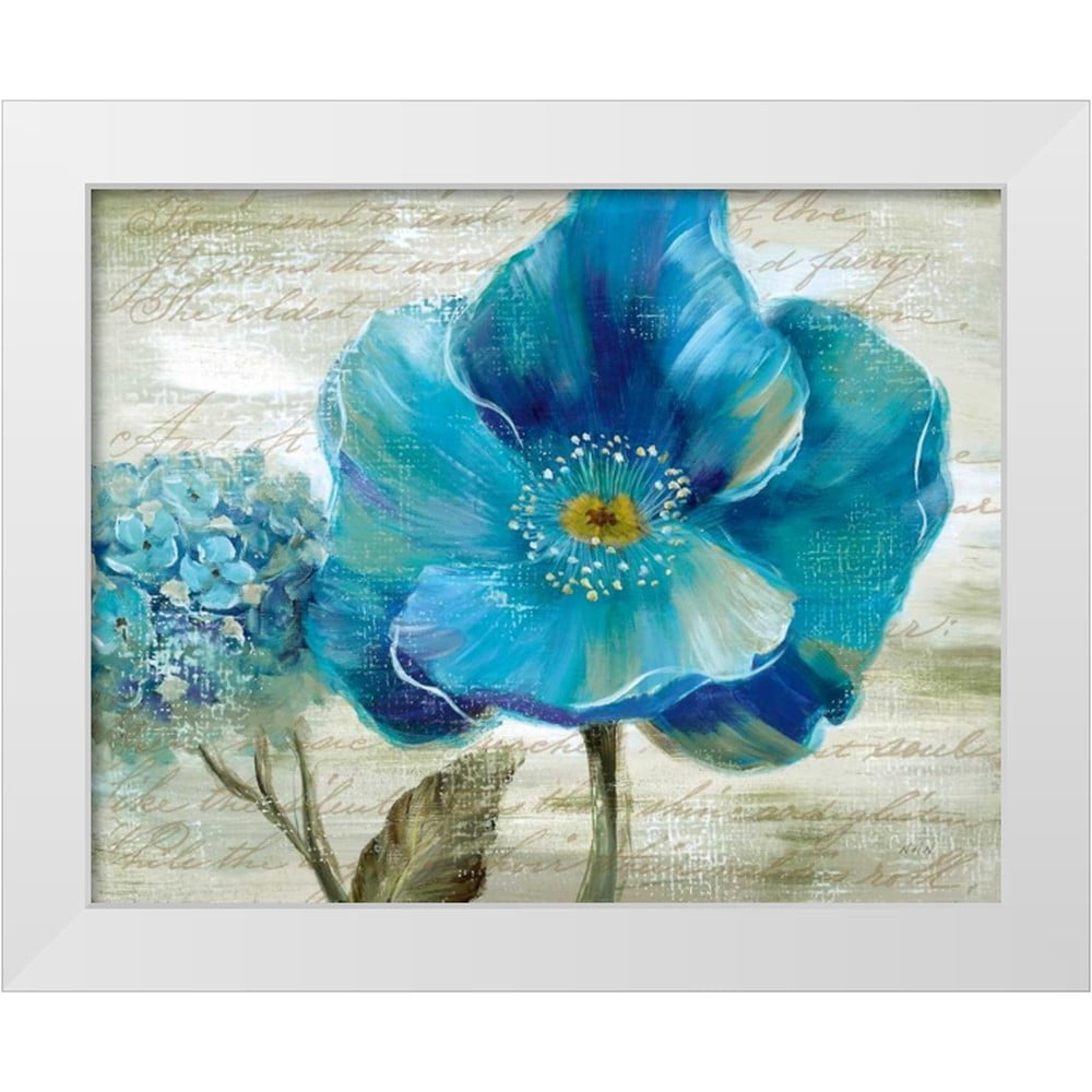 Nan 14x12 White Modern Wood Framed Museum Art Print Titled - Blue Poppy ...