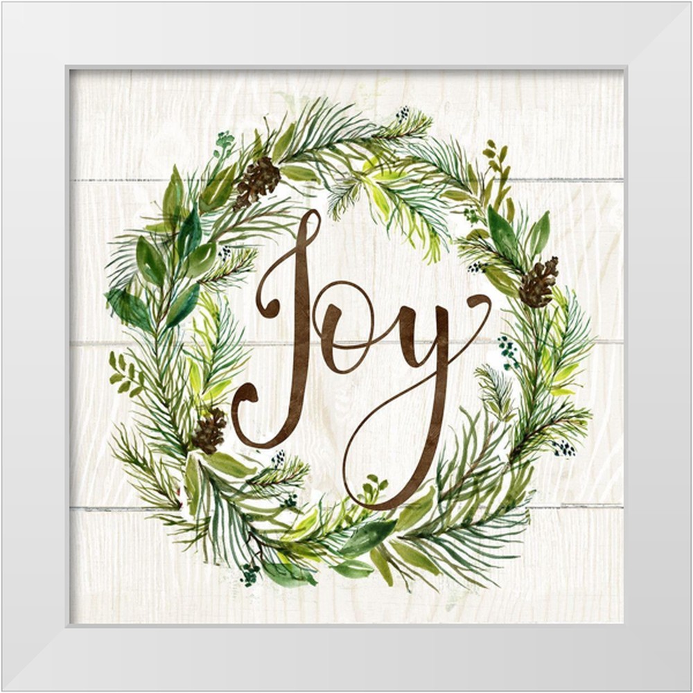 Nan 20x20 White Modern Wood Framed Museum Art Print Titled - Joy Wreath ...