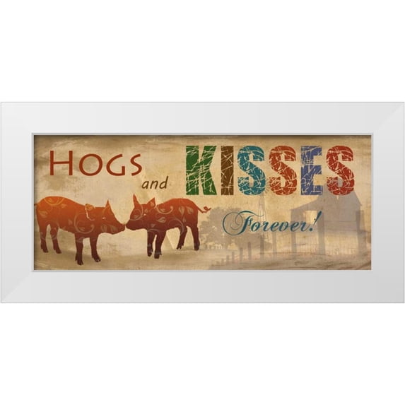 Nan 24x12 White Modern Wood Framed Museum Art Print Titled - Hogs and ...