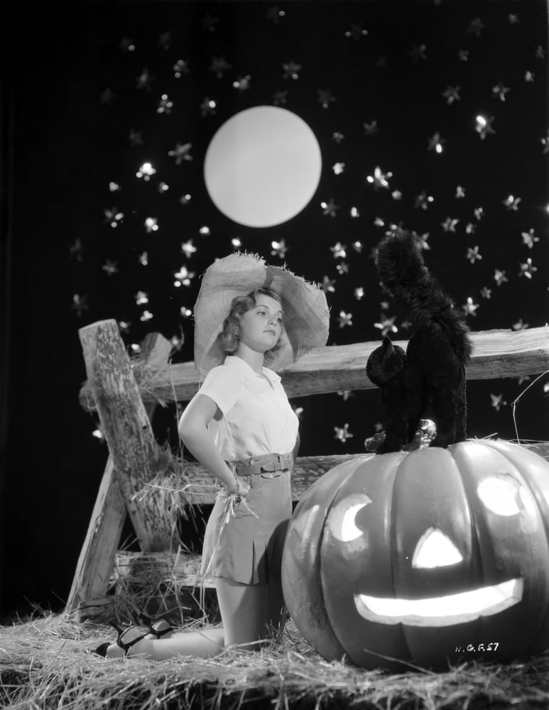 Nan Grey Kneeling Beside of a Pumpkin Portrait Photo Print (24 x 30 ...