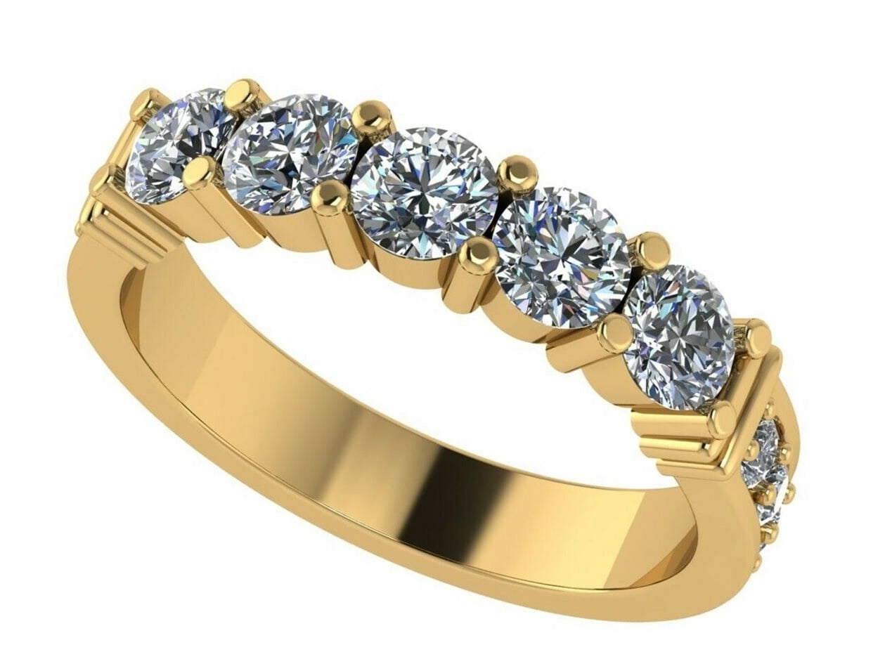 Nana 10 Karat Yellow Gold Shared Prongs W/Side CZs 5 Stone Pure ...