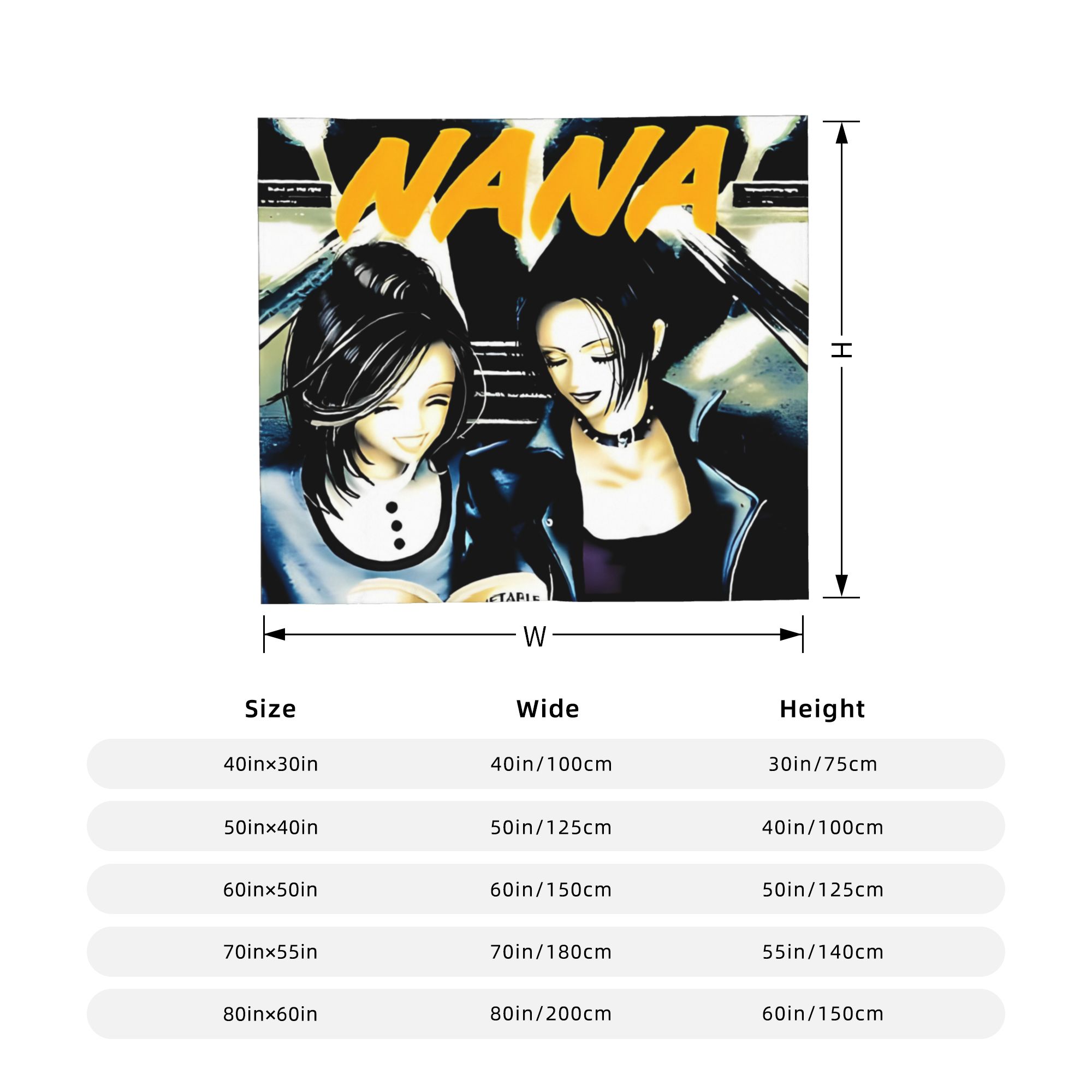 Nana Black Stones Band Spread Blankets Osaki Anime Kawaii Wool Vintage ...