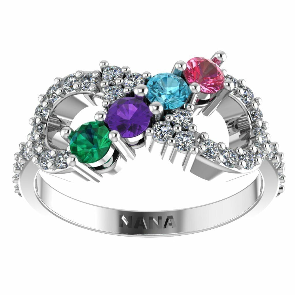 Nana Infinity Exquisite Mothers Day Ring 1-6 Stone Gift for Women ...