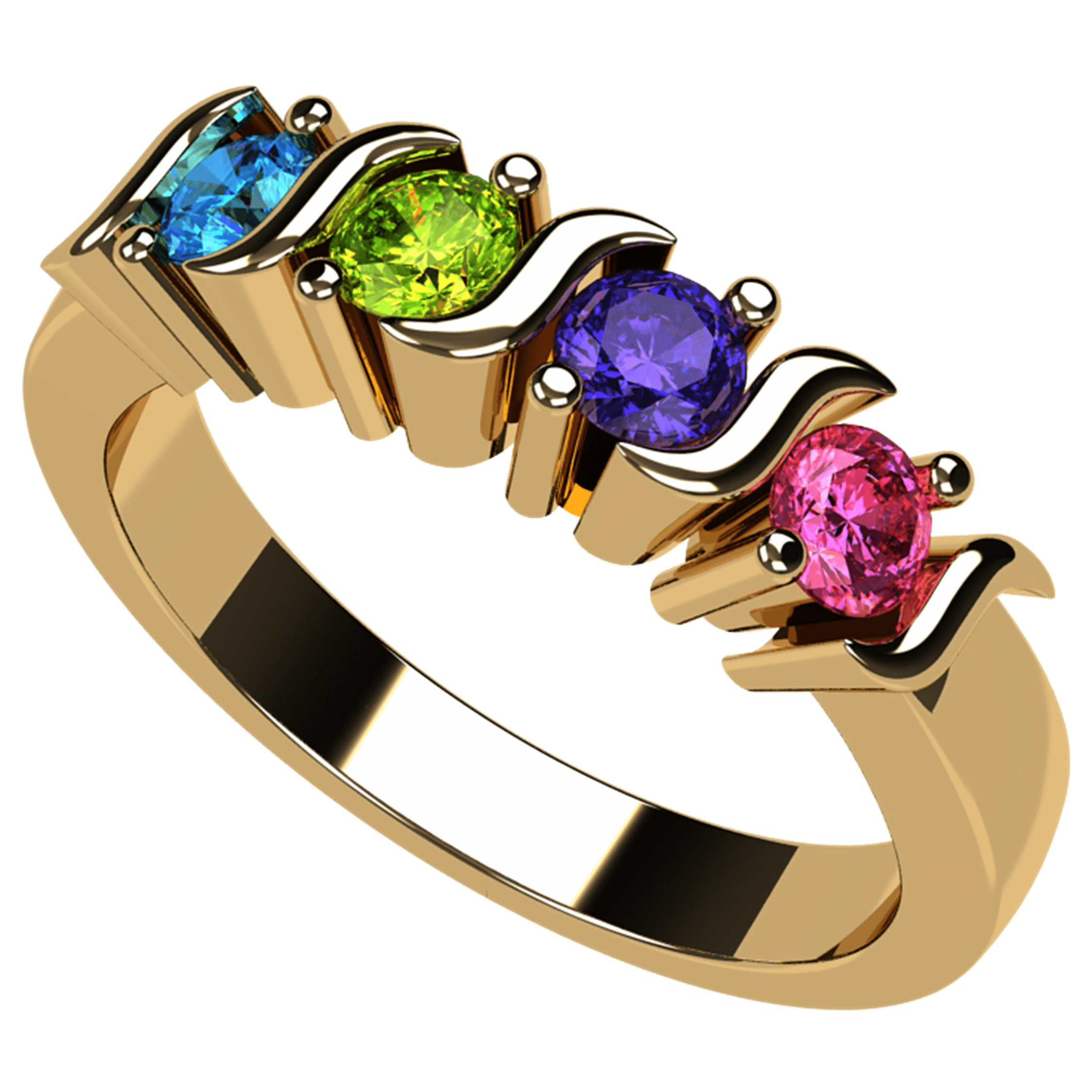 Nana S-Bar W/Side 1-6 Multi-Stone Mothers Day Ring for Women's - 10k ...