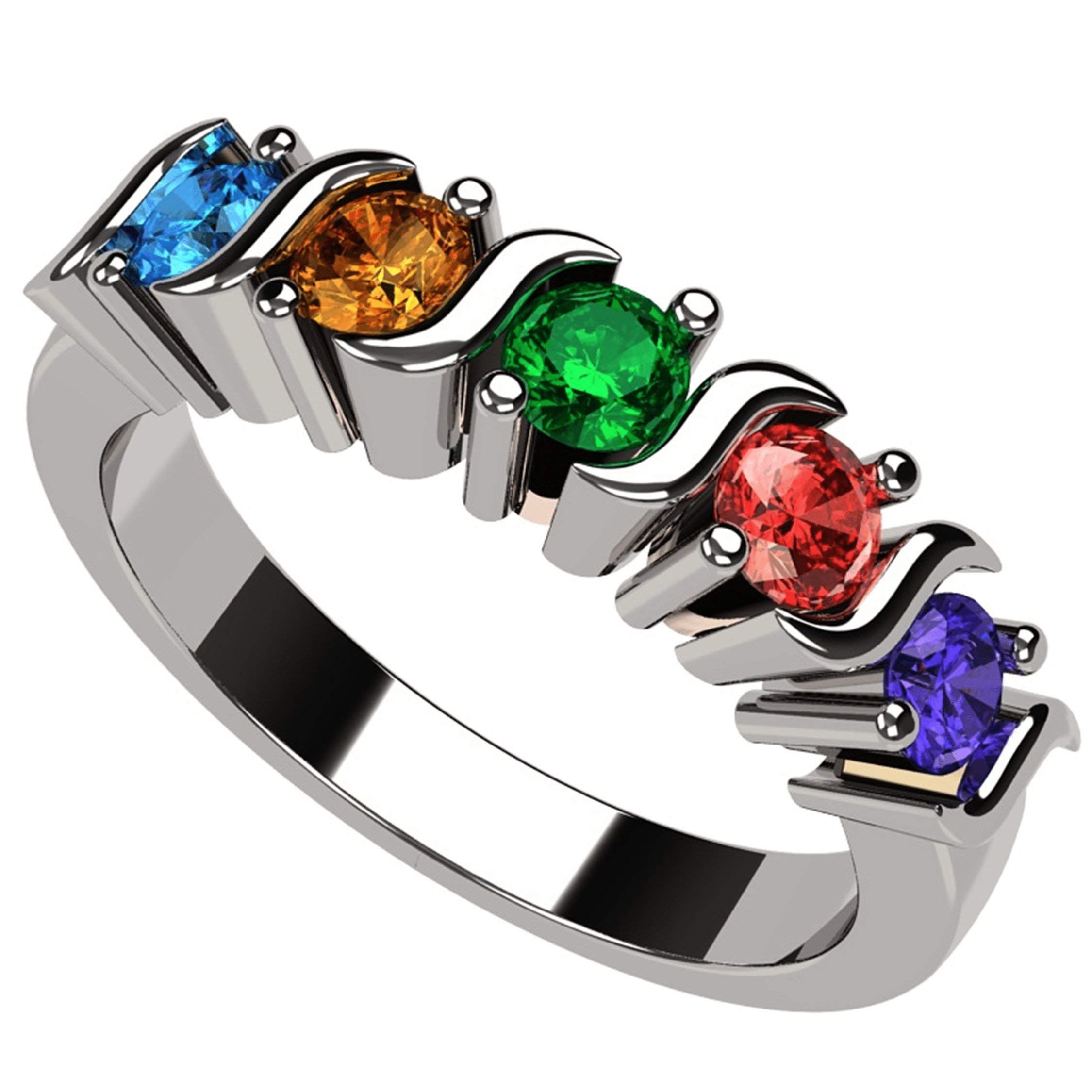 Nana S-Bar W/Side 1-6 Multi-Stone Mothers Day Ring for Women's ...