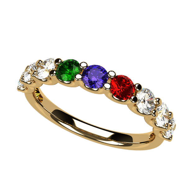 Nana U r Mother 1 9 Simulated Birthstone Rings for Women 10K Yellow Gold Size 10 Stone 2 Women s