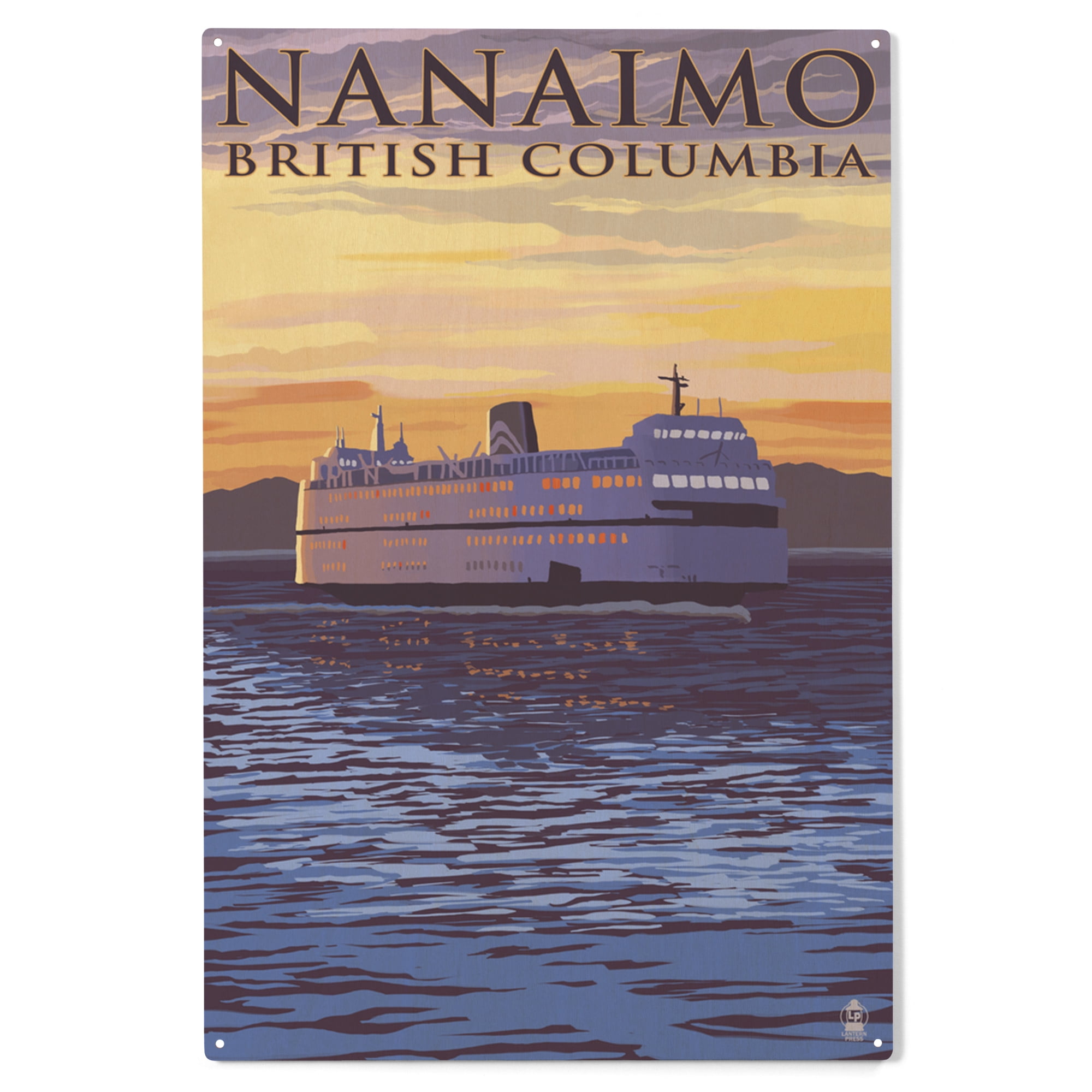 Nanaimo, BC, Ferry Scene Birch Wood Wall Sign (10x15 Rustic Home Decor ...