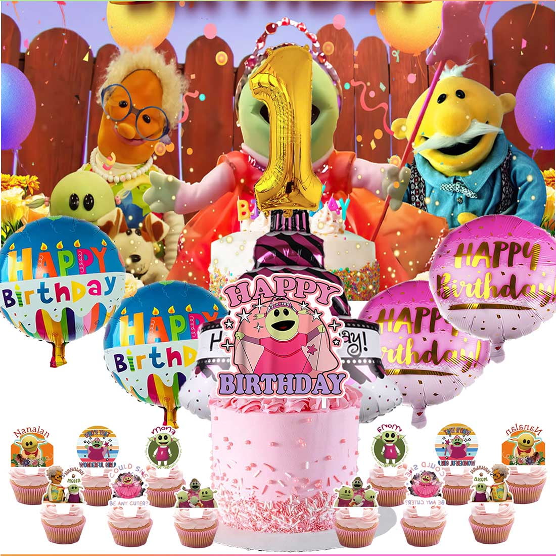 Nanalan Party Supplies Decor 1st Kit Balloons Birthday Cake Topper ...