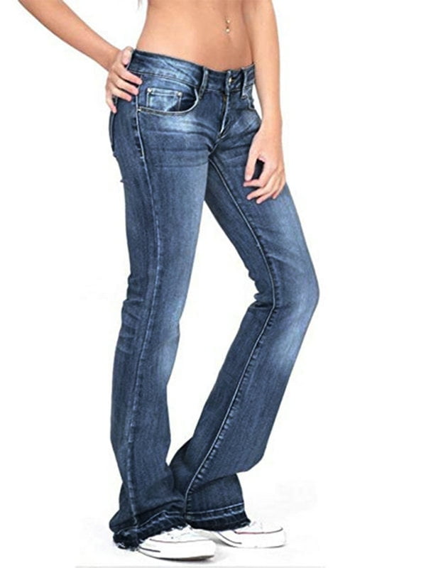 Nananla Ladies Solid Color Low Wasit Denim Jeans - Walmart.com