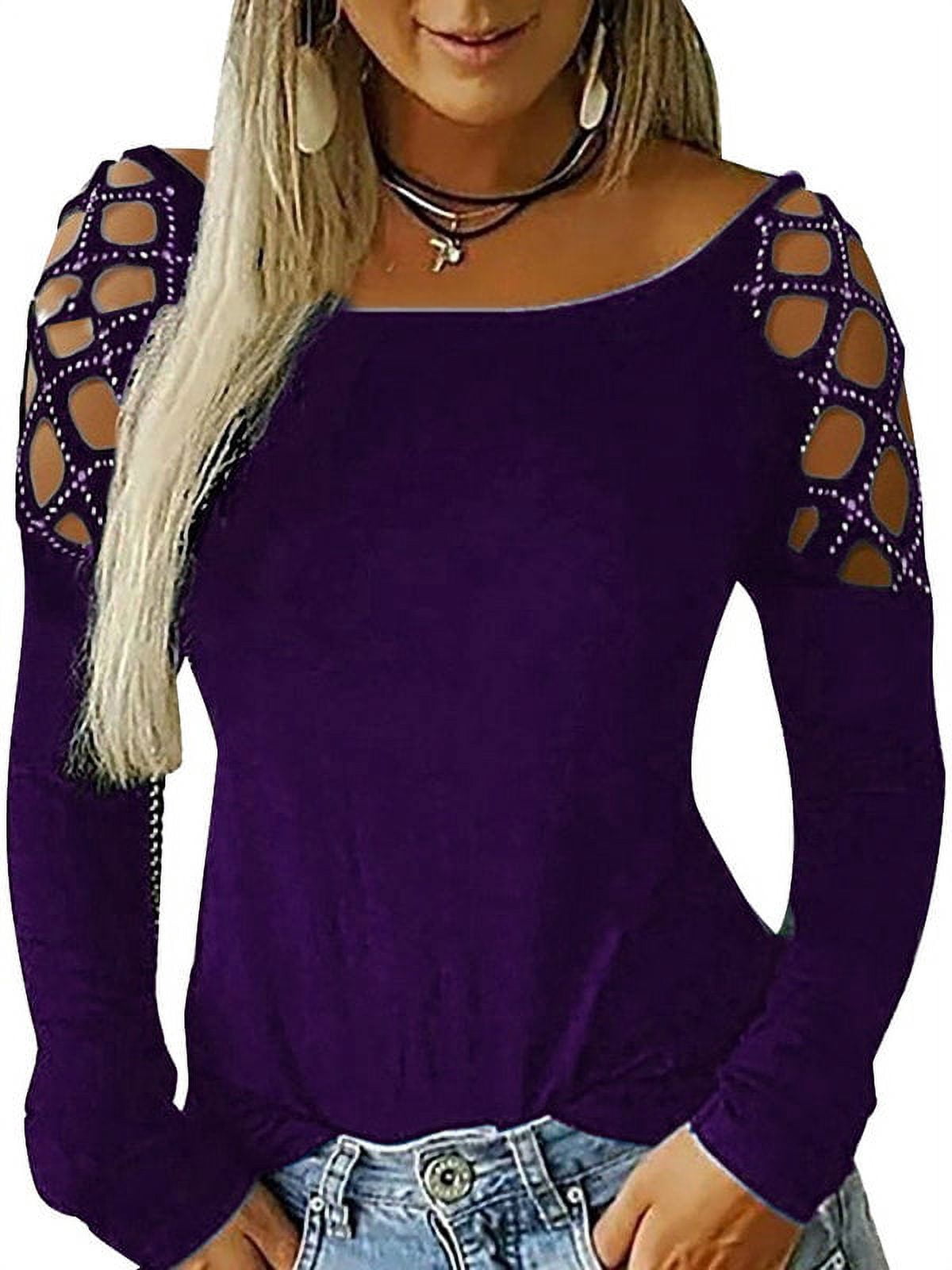 Nananla Ladies Top Solid Color Sexy Hollow Jewish Drilling Blouse ...