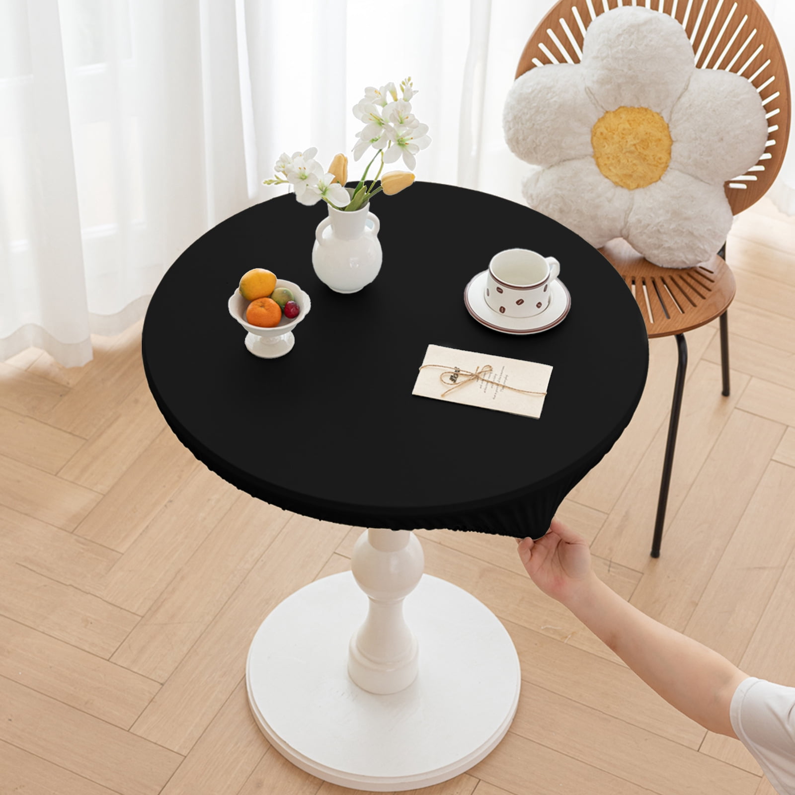 Nanbowan Fitted Plastic Round Tablecloth Round Holiday Table Cover ...