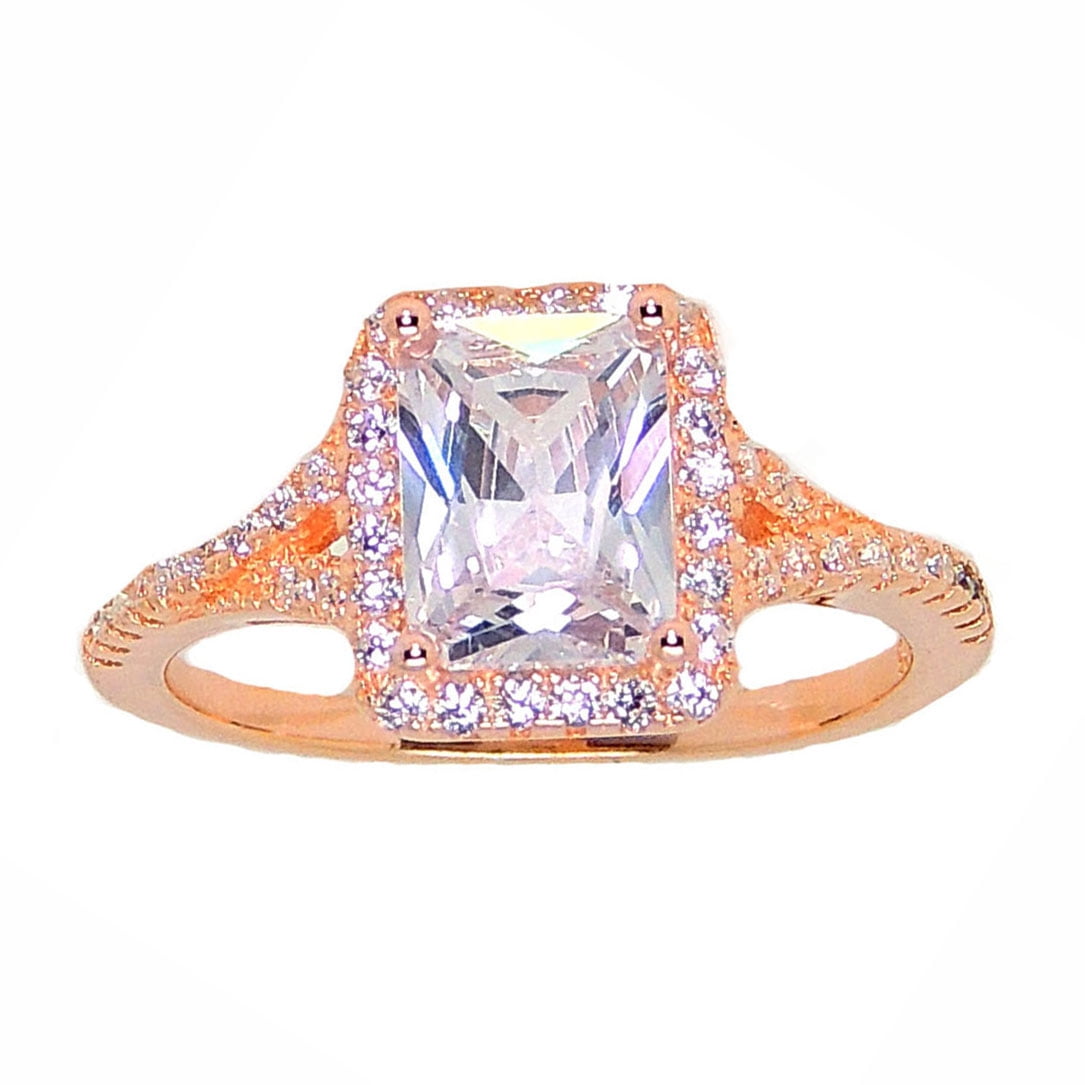 Nancy Engagement Ring Rose Gold Plated Sterling Silver Cz Womens Ginger ...