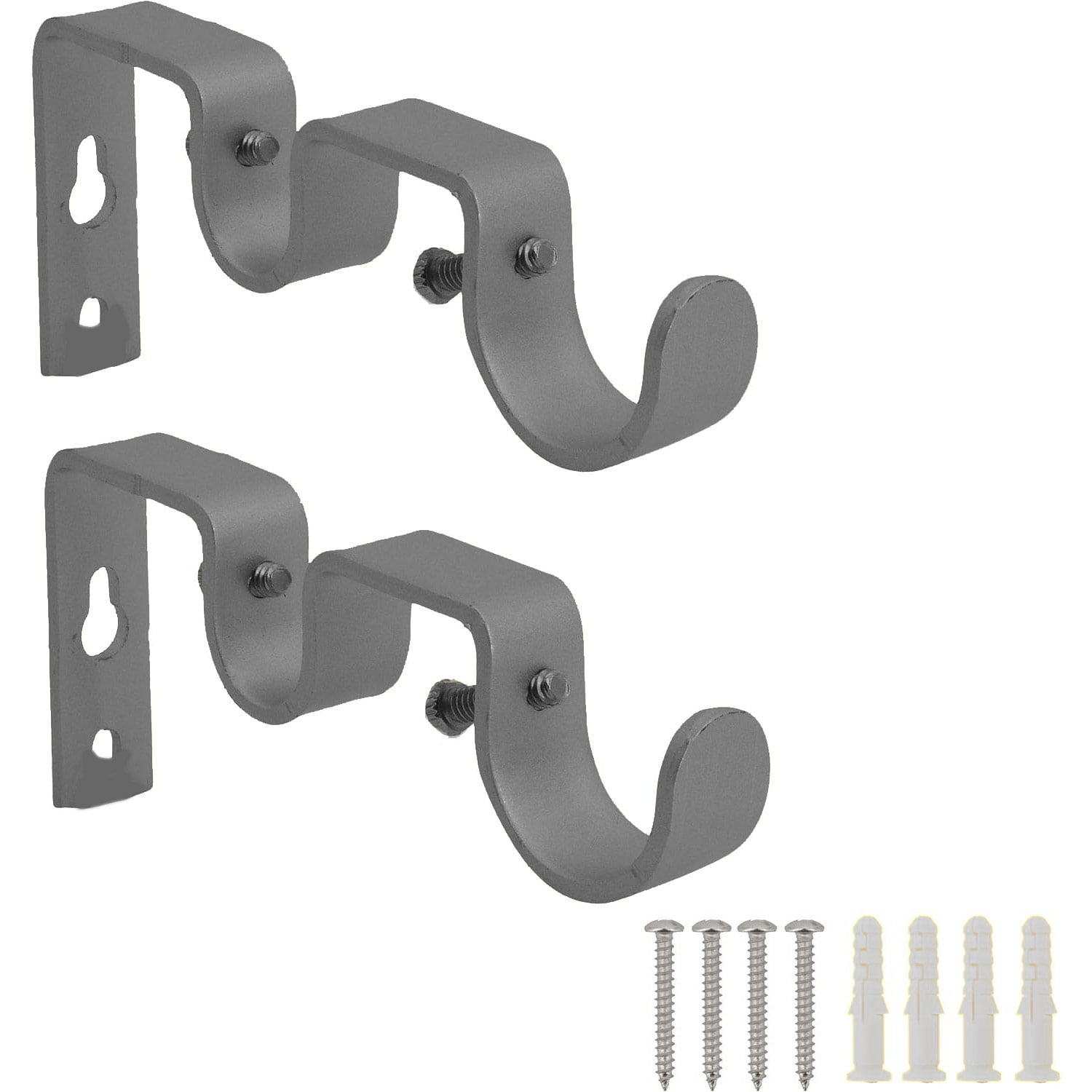 Nancy Heavy Duty Double Curtain Rod Bracket, Silver, 2-Pack - Walmart.com