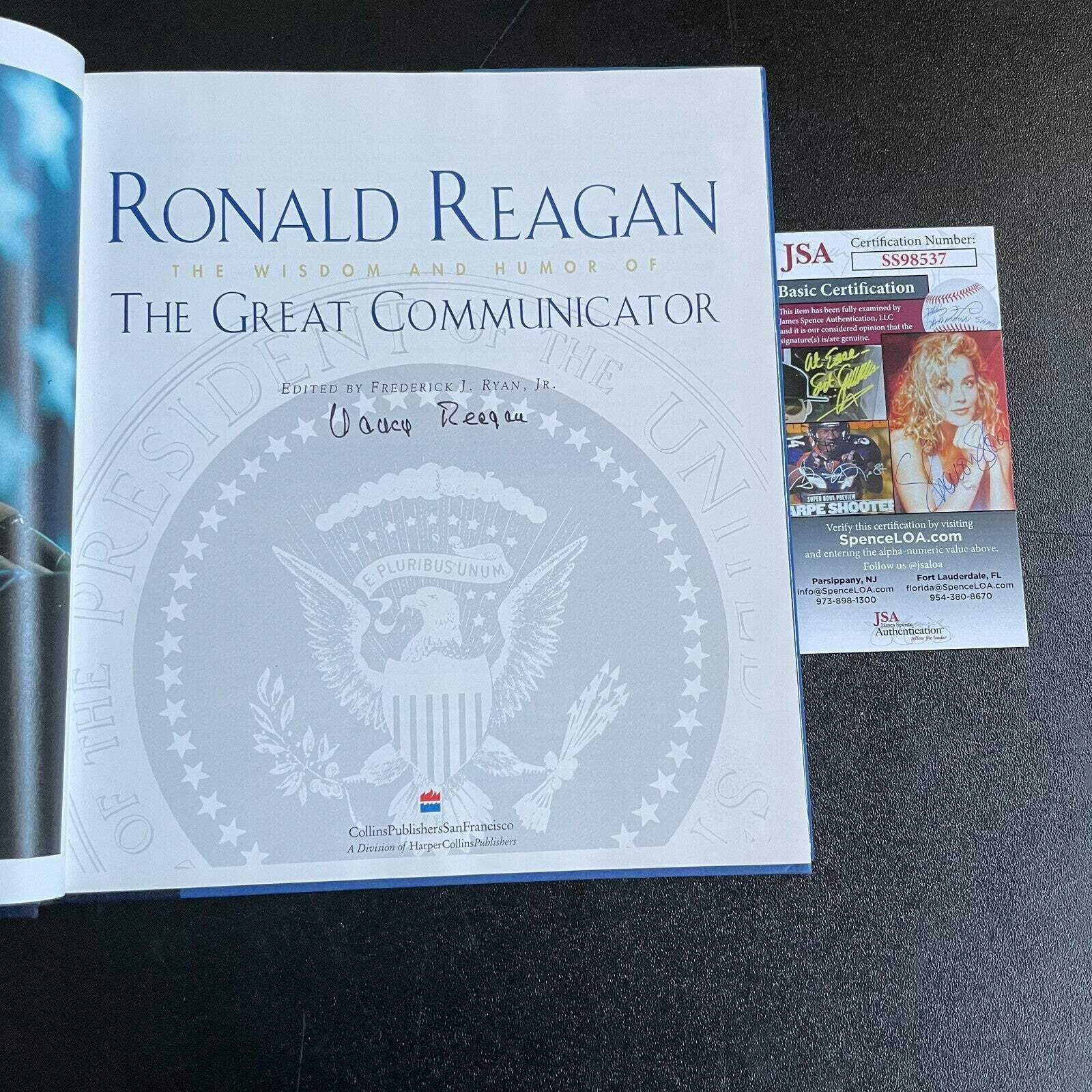 Nancy Reagan Signed Autographed President Ronald Reagan Book With JSA ...