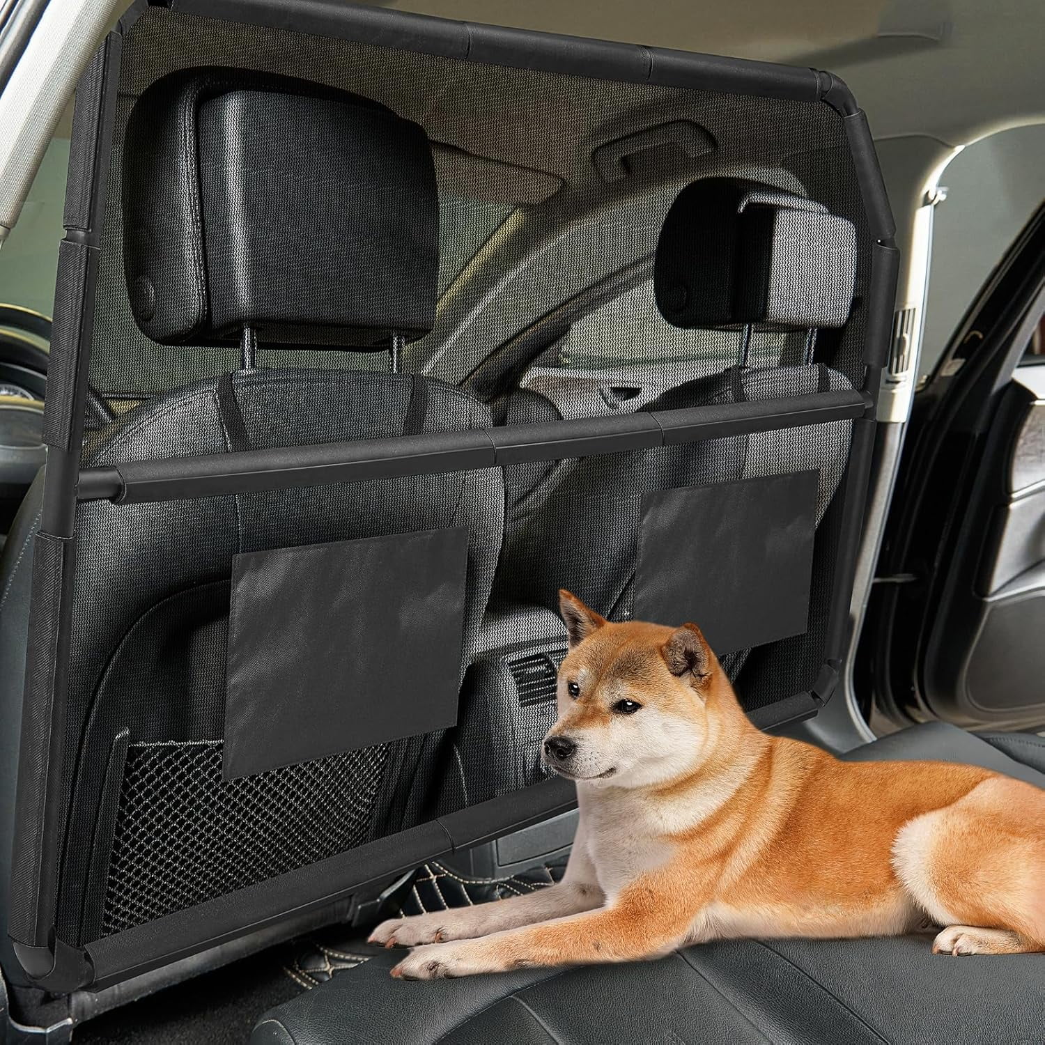 Nandae Dog Car Barrier Escape-Proof, 50" Wide Pet Restraint Car ...