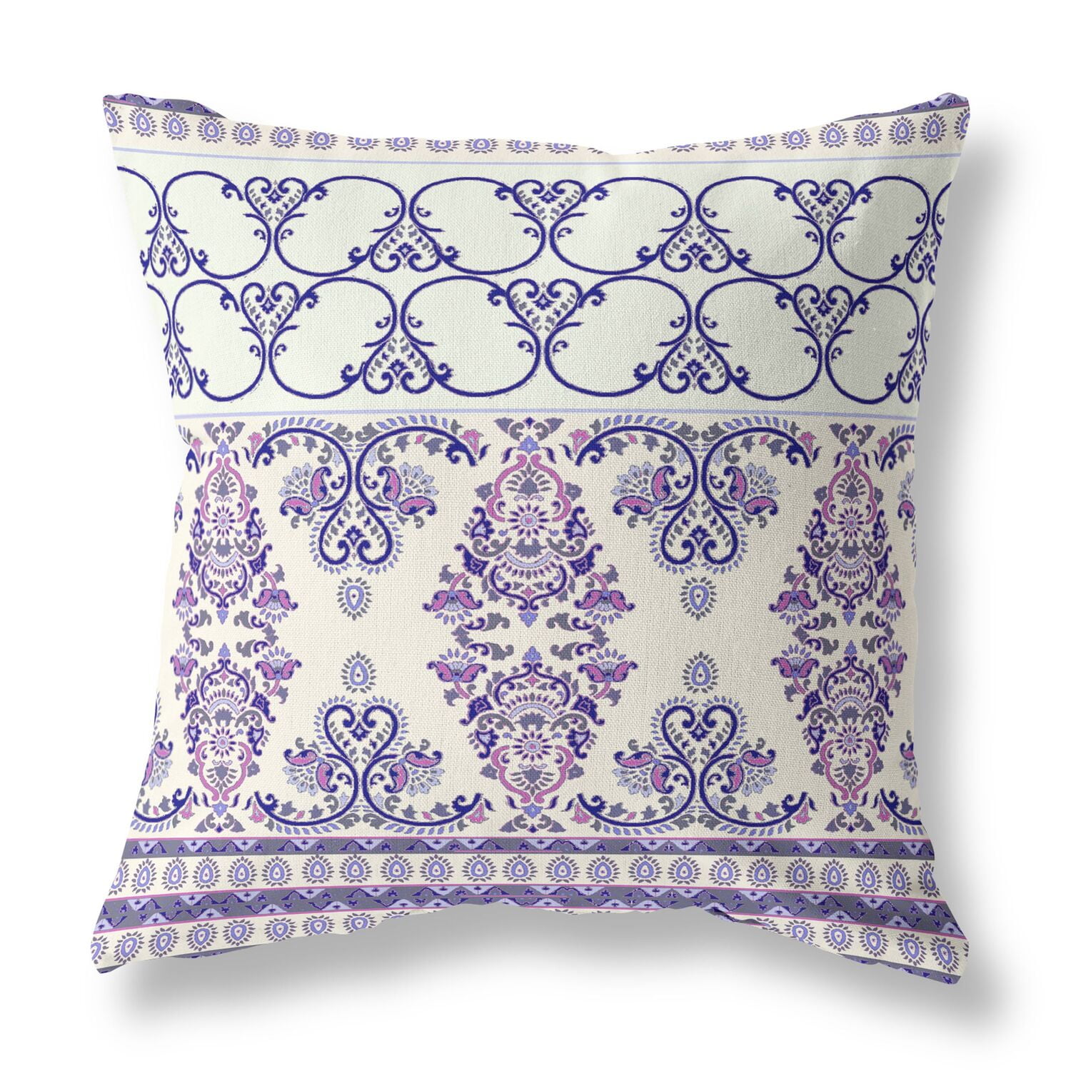 Nandini Flowers Indoor/Outdoor Pillow in White Purple 26x26 - Walmart.com