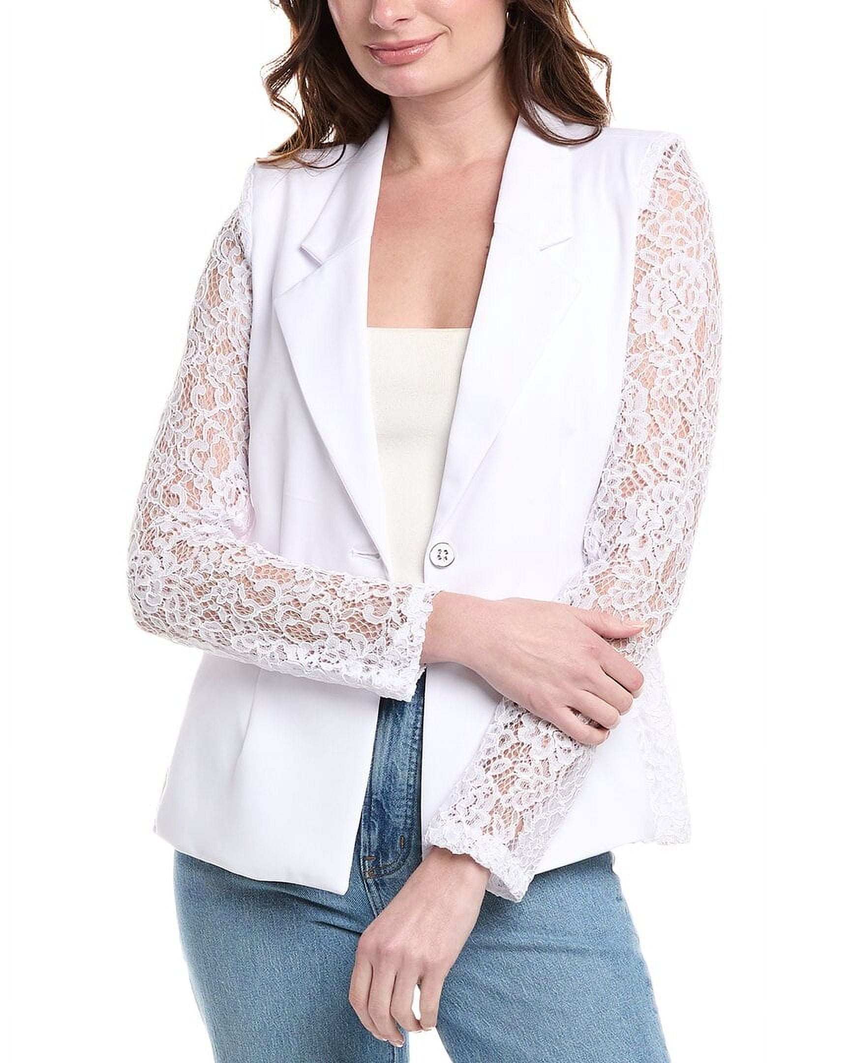 Nanette Nanette Lepore womens Lace Sleeve Blazer, s, White - Walmart.com
