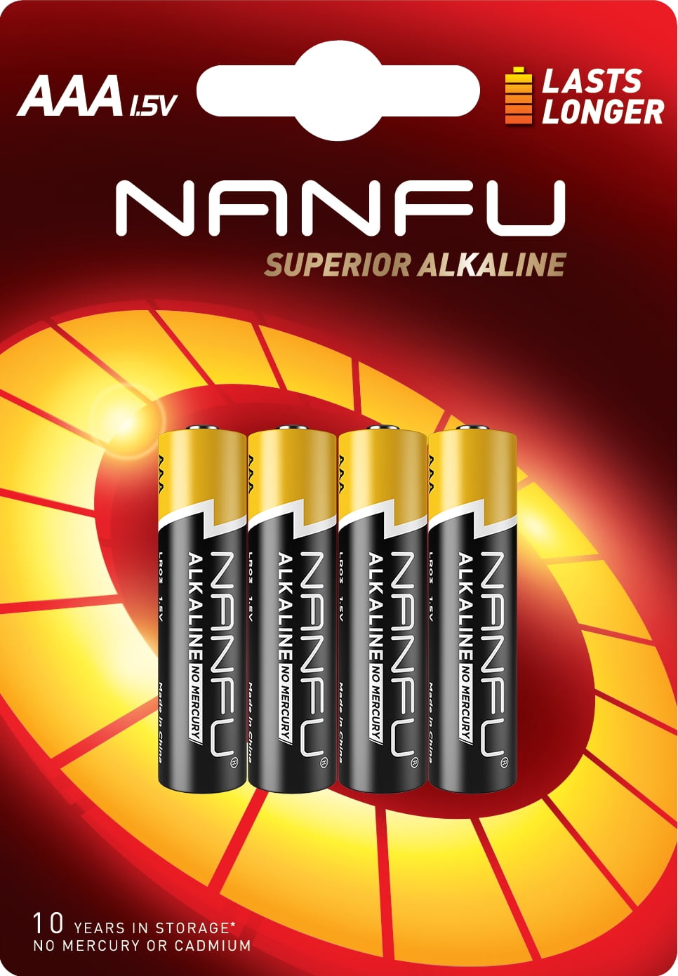 Nanfu 1.5V Alkaline AAA Batteries 4 Pack, Fresh Expire Date: 12/2031 ...