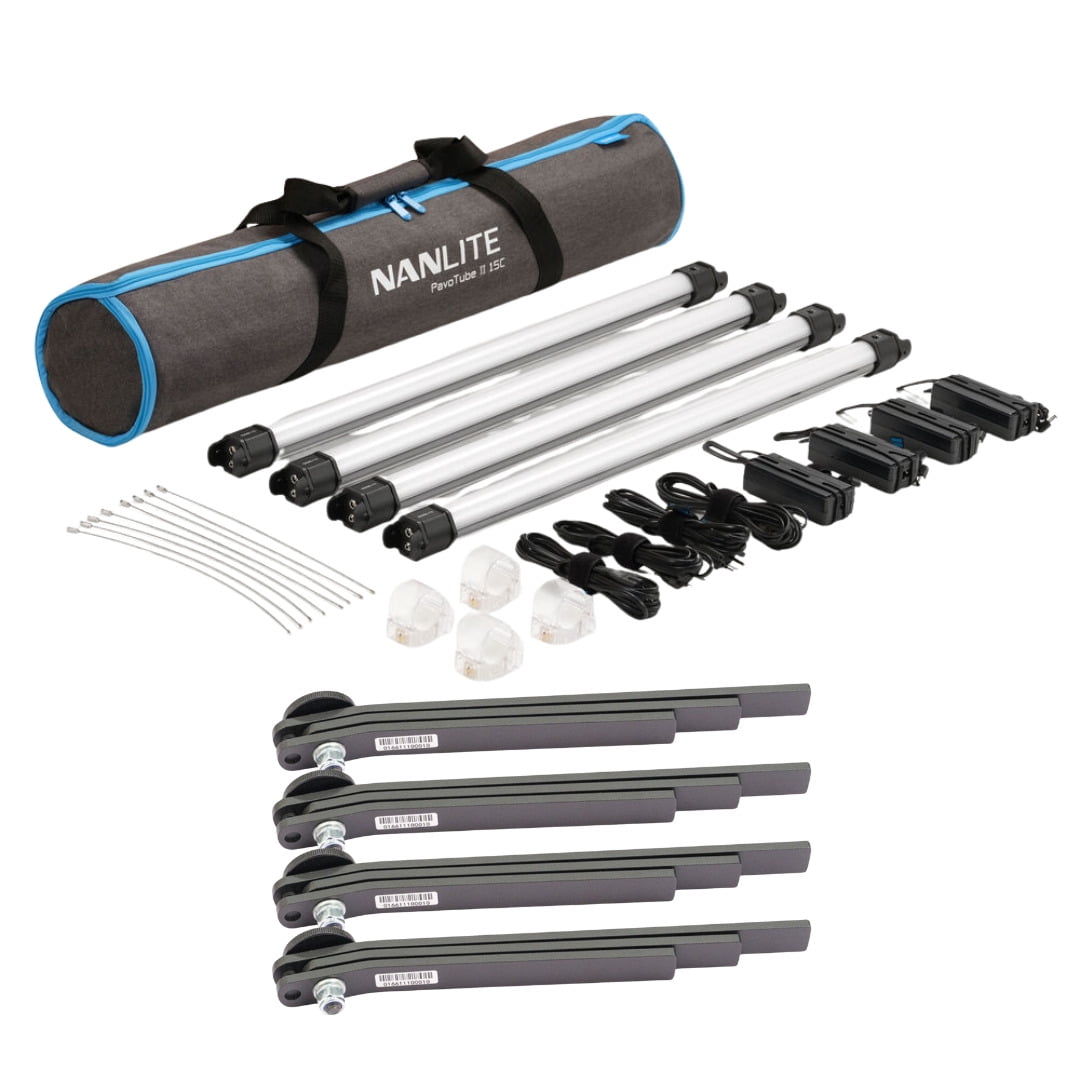 Nanlite PavoTube II 2 ft 15C RGB LED Tube Light (4-Light Kit) with 2700 ...