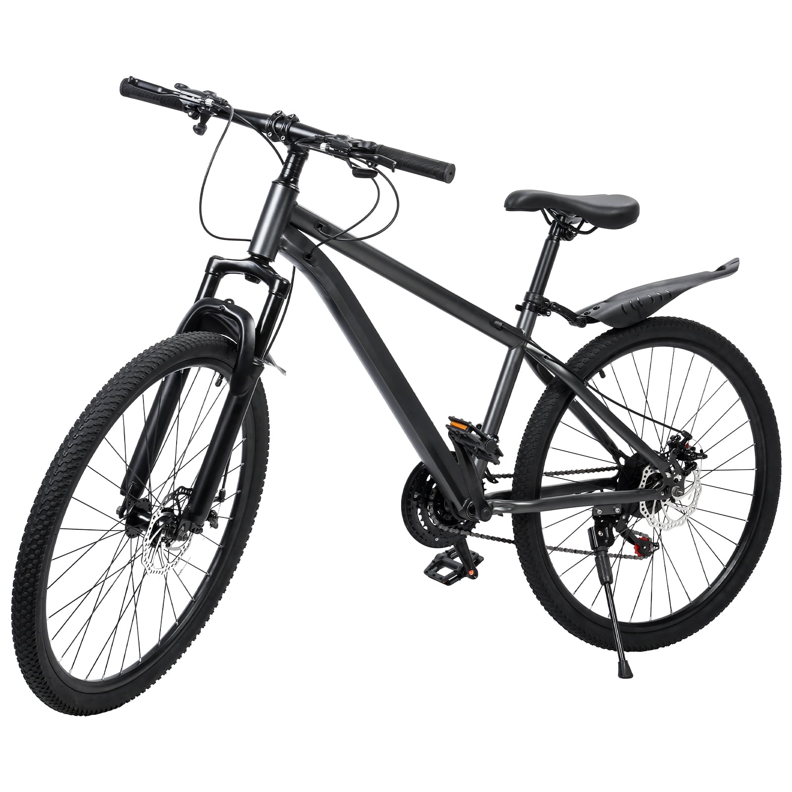 Nanly 26 Inch Adult Mountain Bicycle, 21 Speeds Mountain Bike with Dual-Suspension & Front and ...