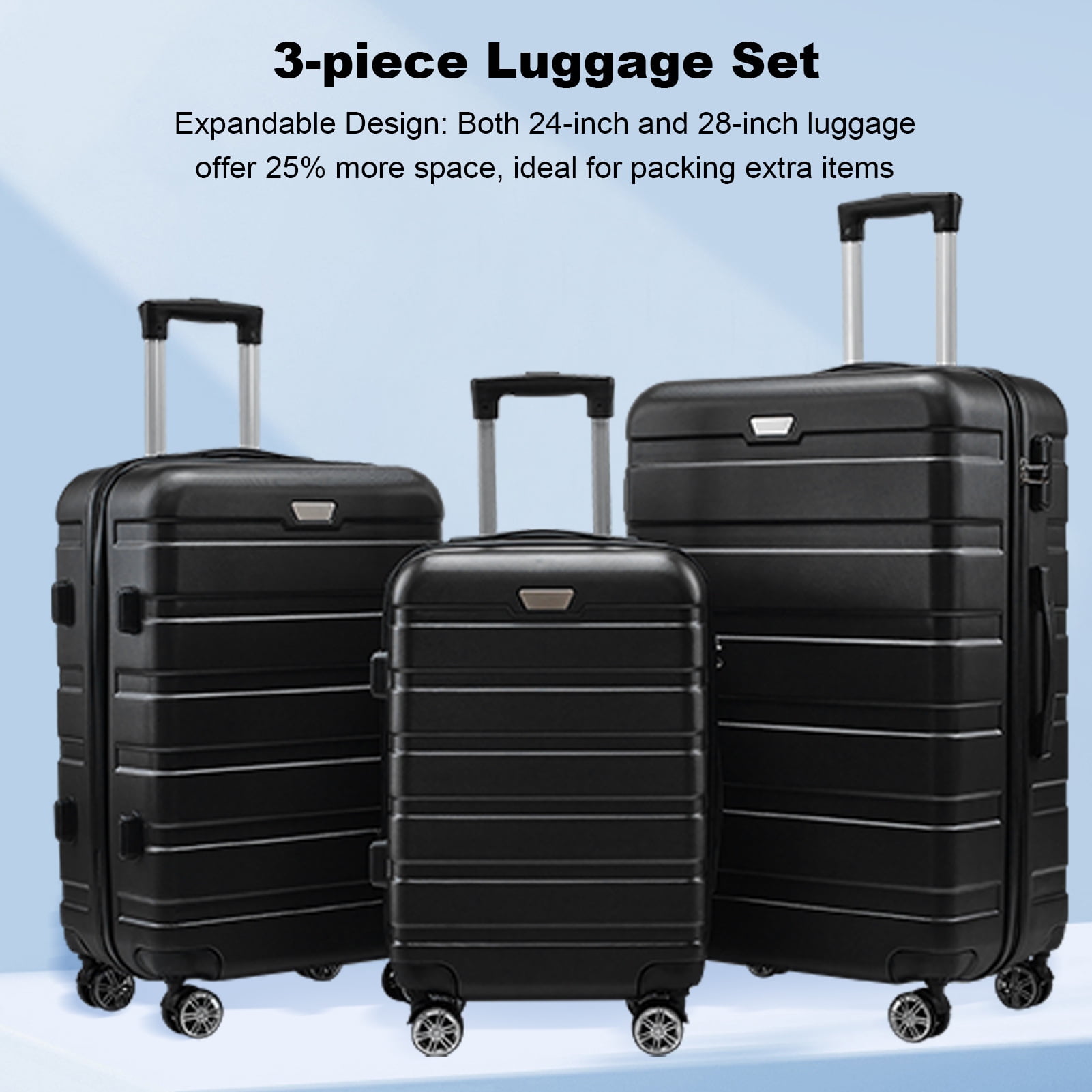 Nanly 3 Pcs/Set Luggage Set Different Sizes Large Hard Shell Spinner ...