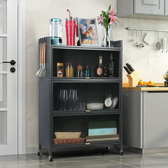 Nanly 4-Tier Pantry Storage Cabinet Kitchen Baker Racks with Visible ...