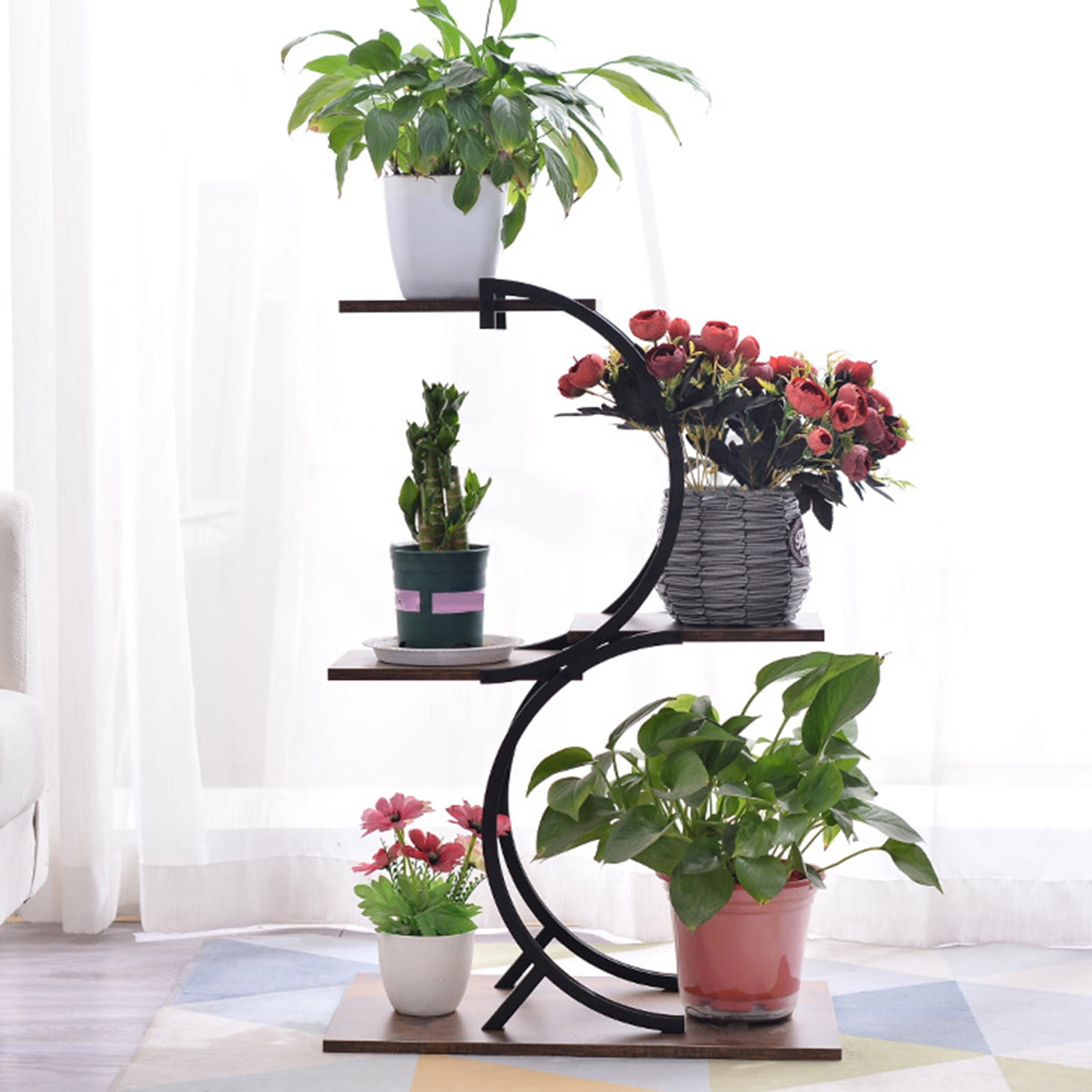 Nanly 4-Tier Plant Stand, Indoor Outdoor Tall Tiered Corner Plant Shelf ...