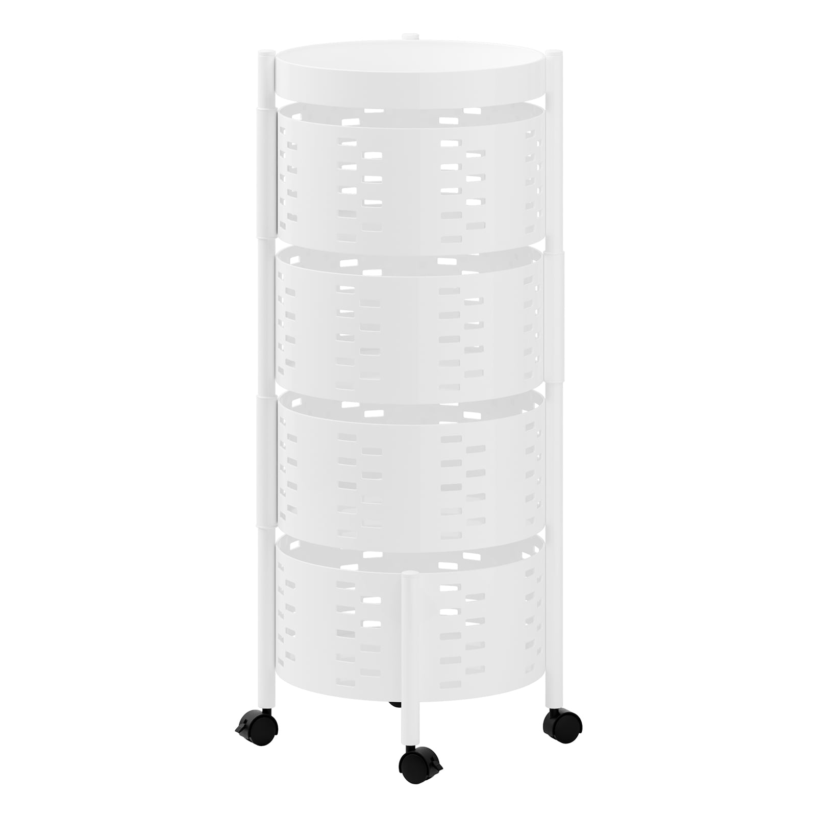 Nanly 4-Tier Rotating Kitchen Storage Cart, Metal Storage Tower Basket ...