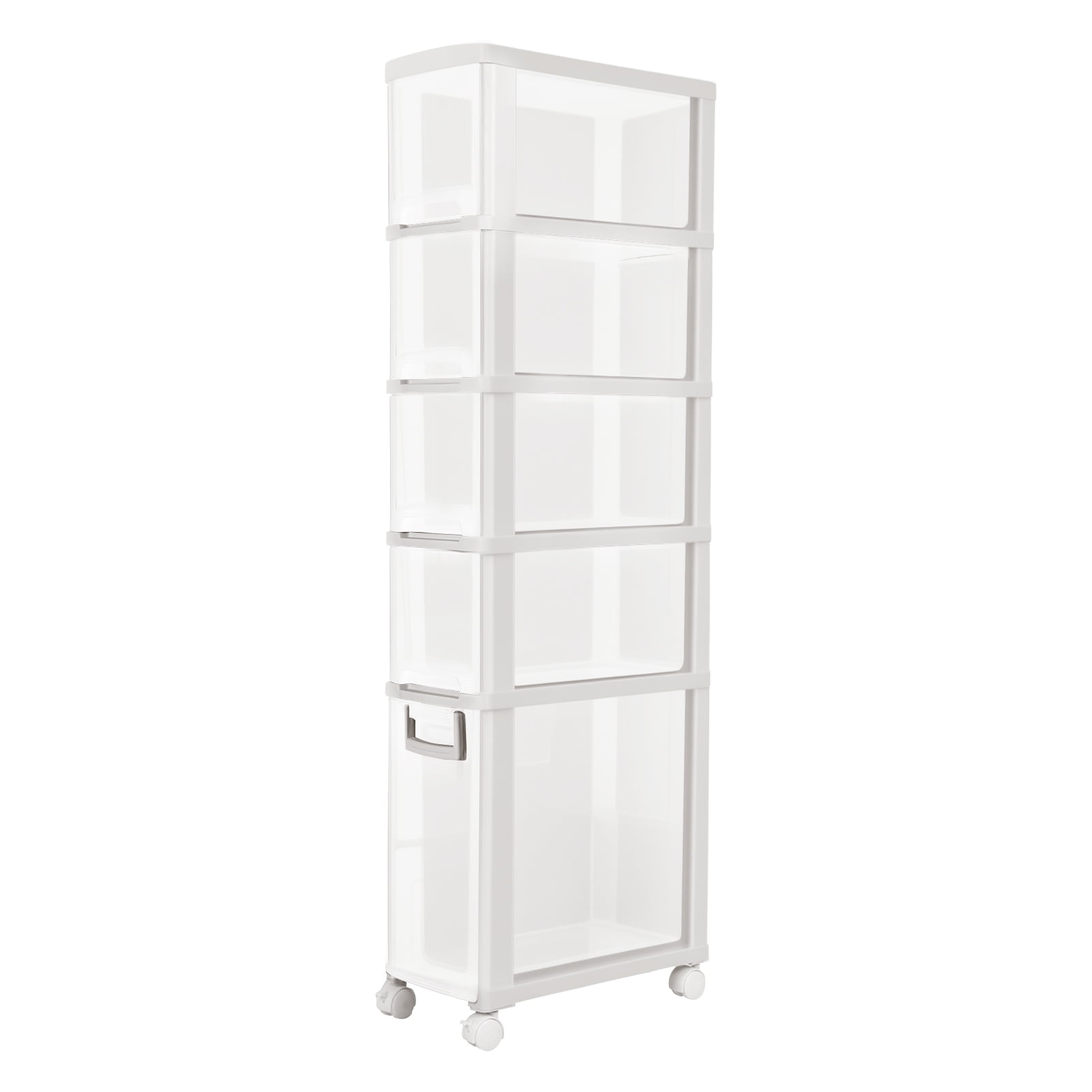 Nanly 5-Tier Narrow Storage Cabinet, Slim Rolling Storage Cart with ...