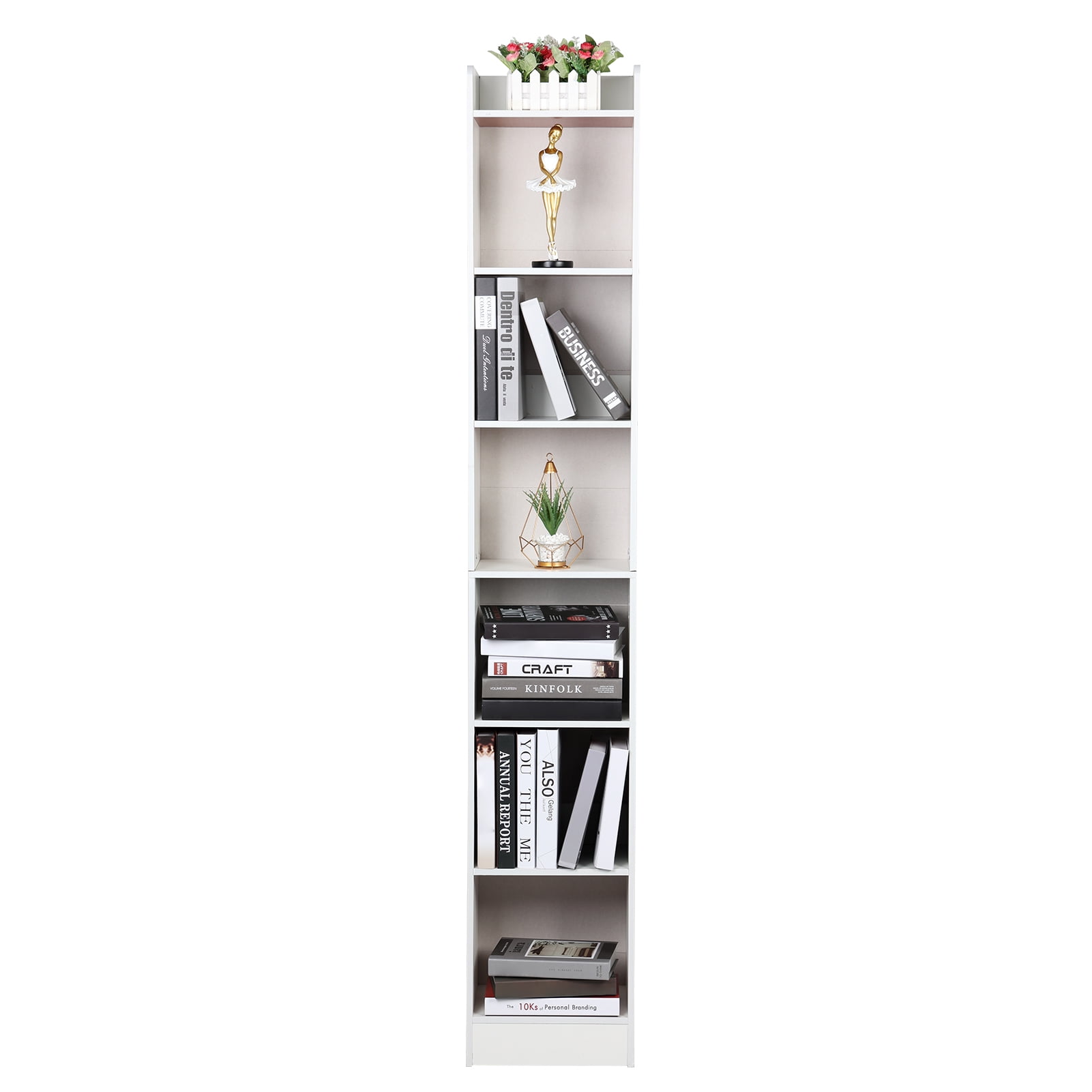 Nanly 70.9 Inch Tall Narrow Bookshelf, 6 Tier Corner Bookshelf for ...