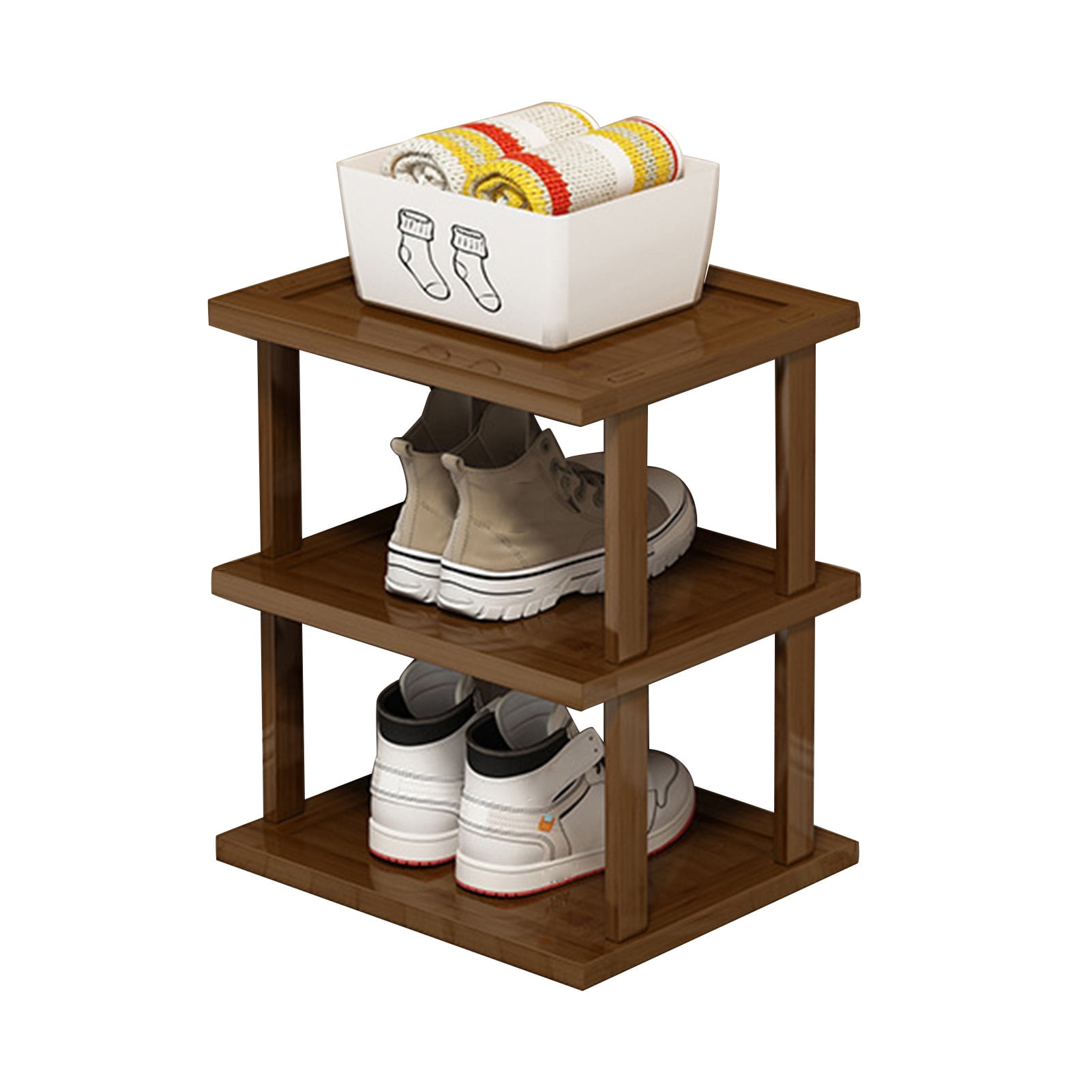 Nanly Bamboo Shoe Rack, 3 Tiers Corner Shoe Organizer for Closet ...