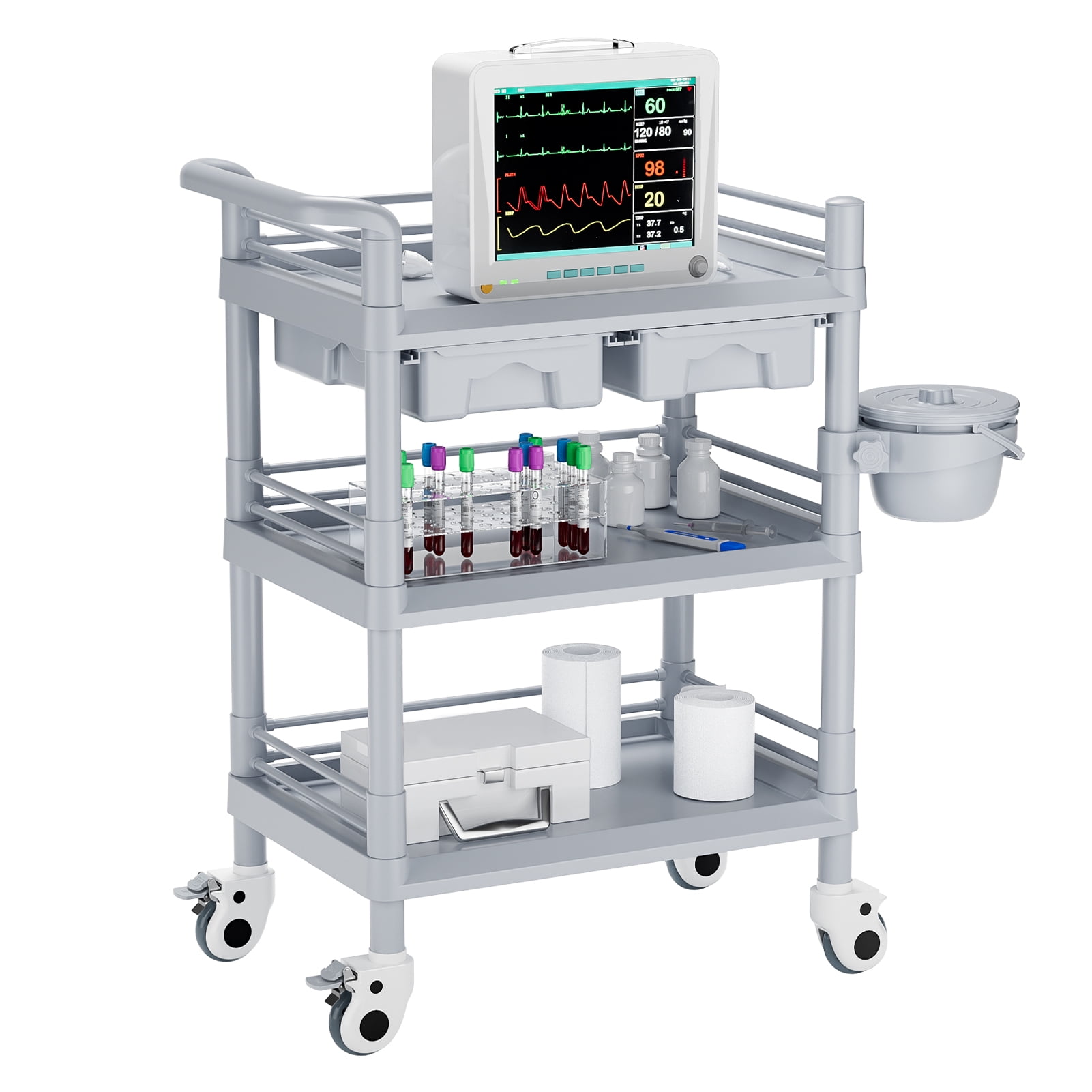 Nanly Beauty Trolley Cart with Wheels, 3 Tiers Esthetician Cart with ...
