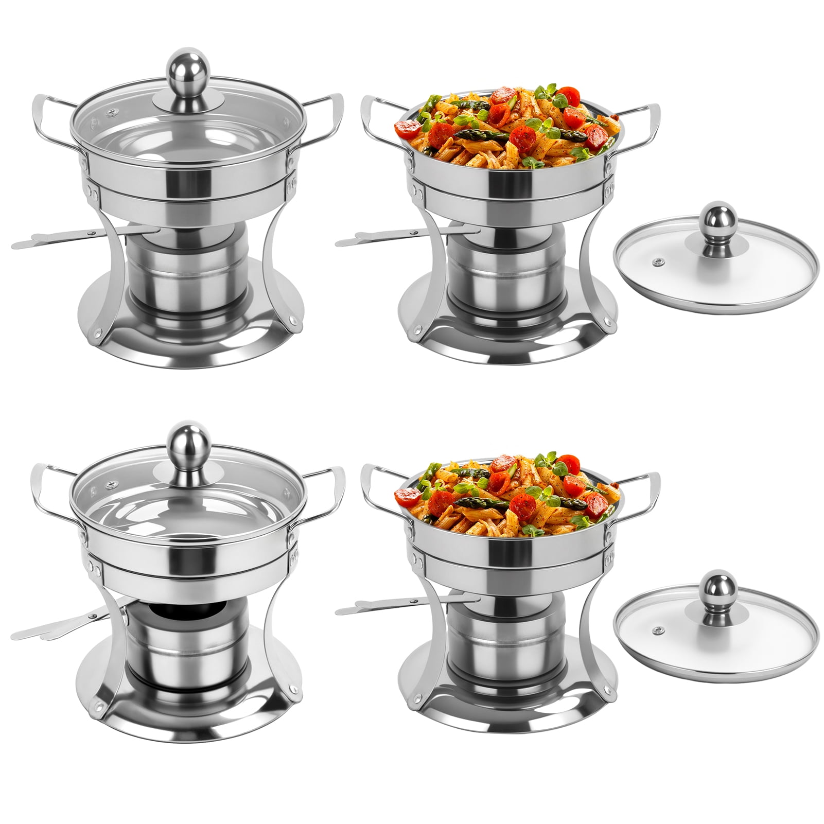 Nanly Chafing Dish Buffet Set of 4, 1QT Stainless Steel Mini Buffet ...